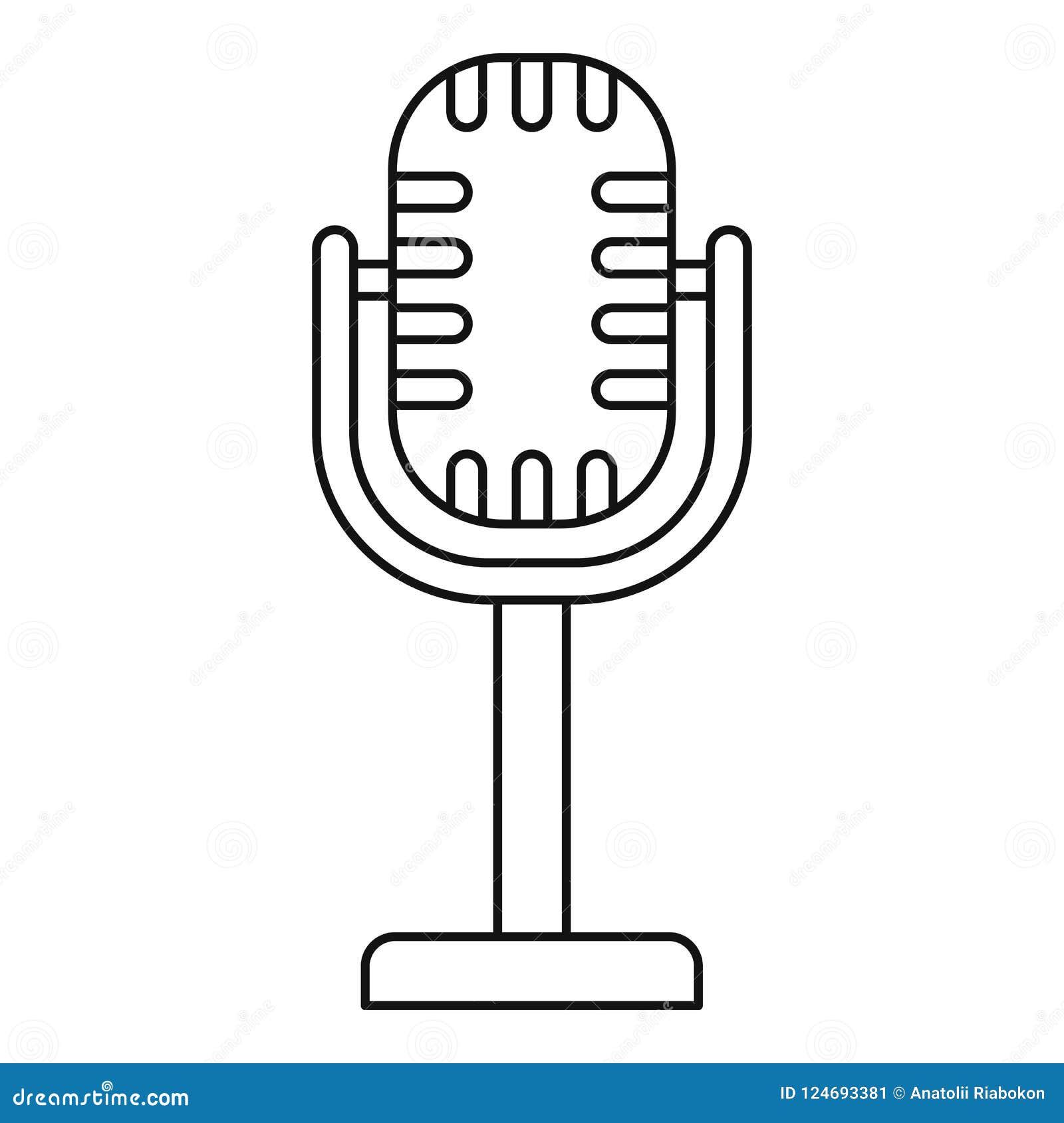 Studio Microphone Icon, Outline Style Stock Illustration - Illustration ...