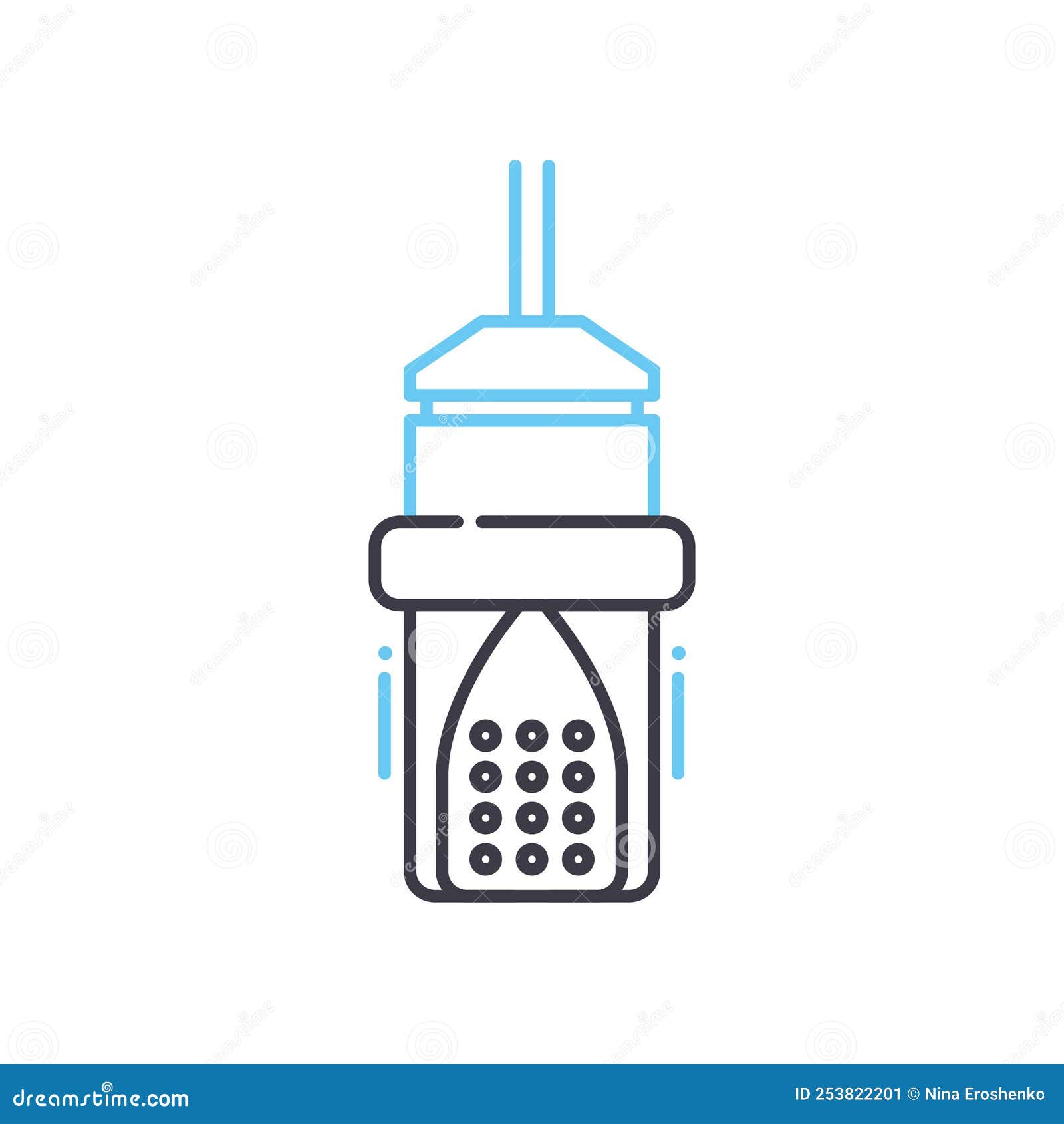 Studio Microphone Line Icon, Outline Symbol, Vector Illustration ...