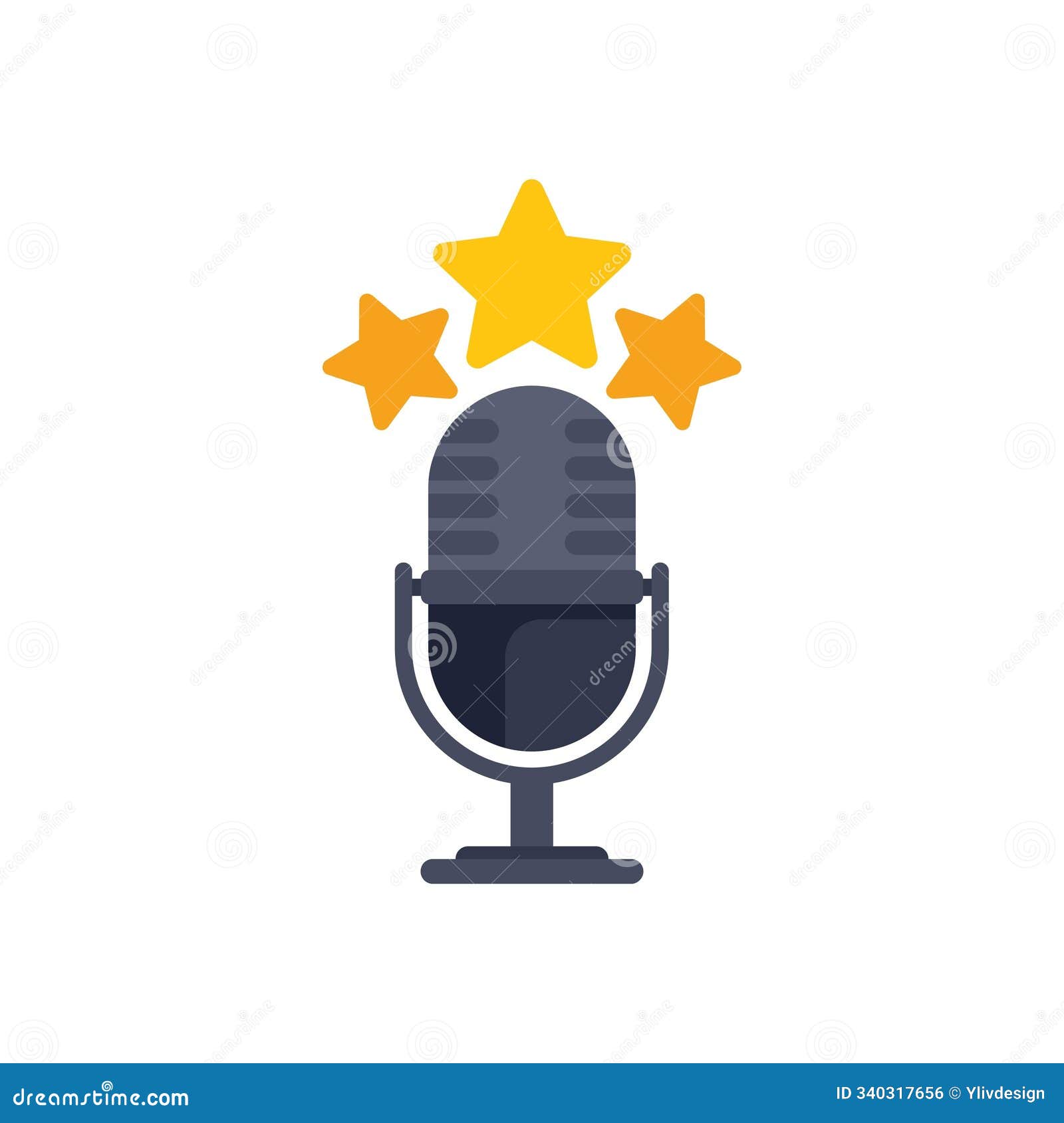 Studio Microphone Receiving Five Stars Feedback Illustration Stock ...