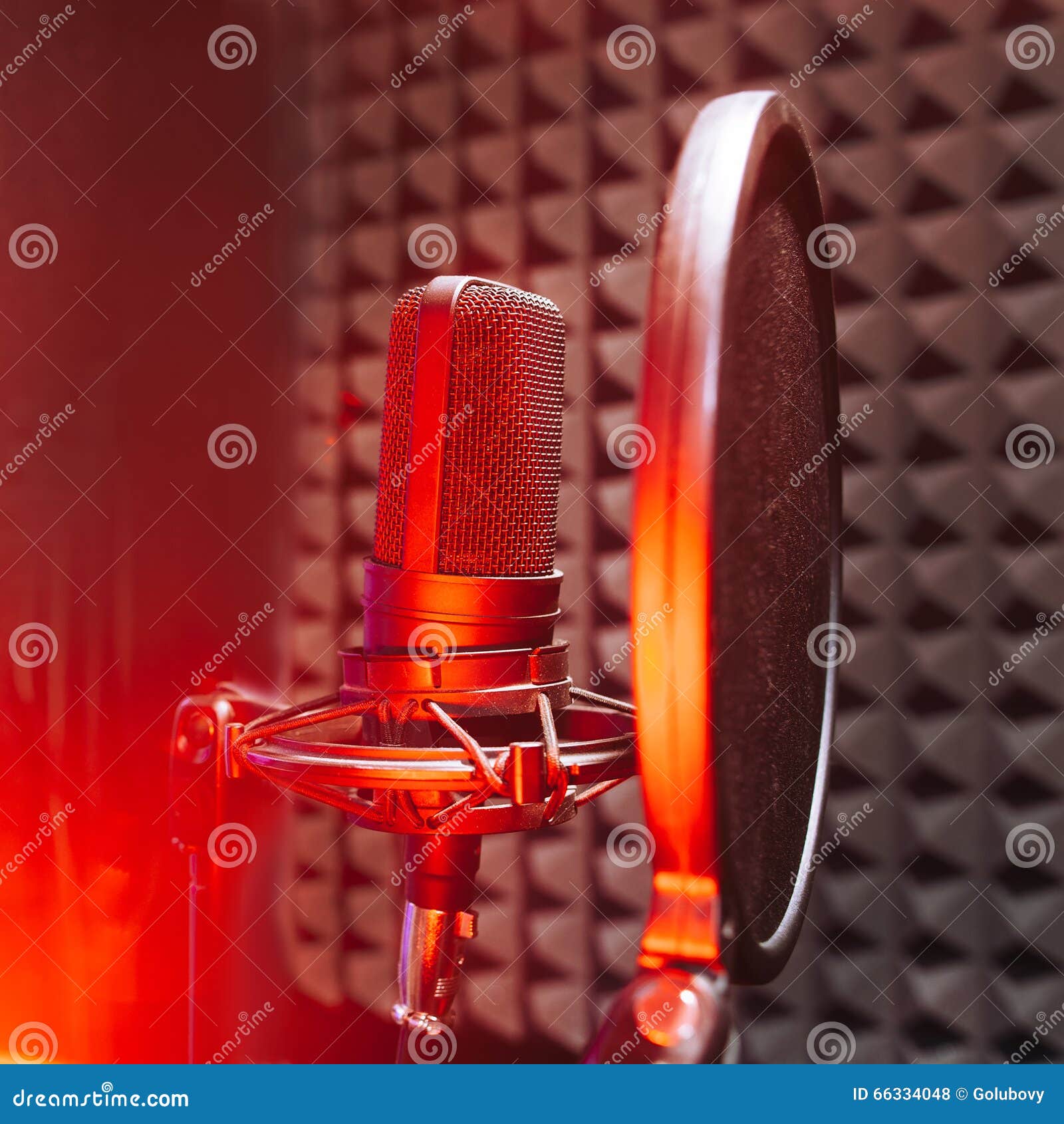 Studio Microphone with Red on Air Light Stock Photo - Image of ...