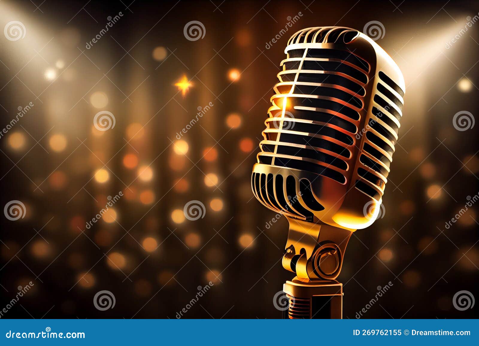 Studio Microphone on Scene Close Up Illustration Generative AI Stock ...