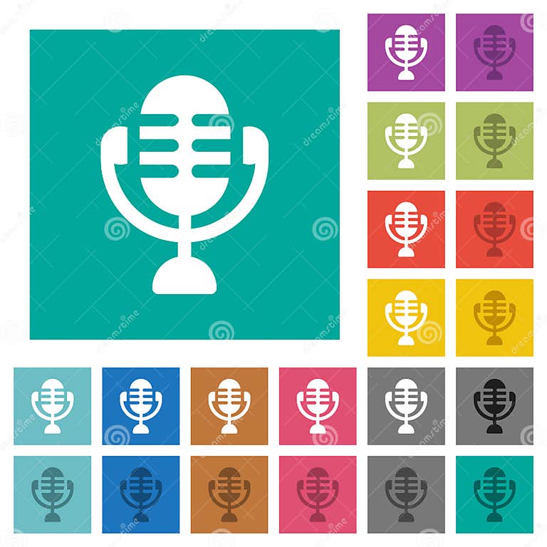 Studio Microphone Solid Square Flat Multi Colored Icons Stock Vector ...