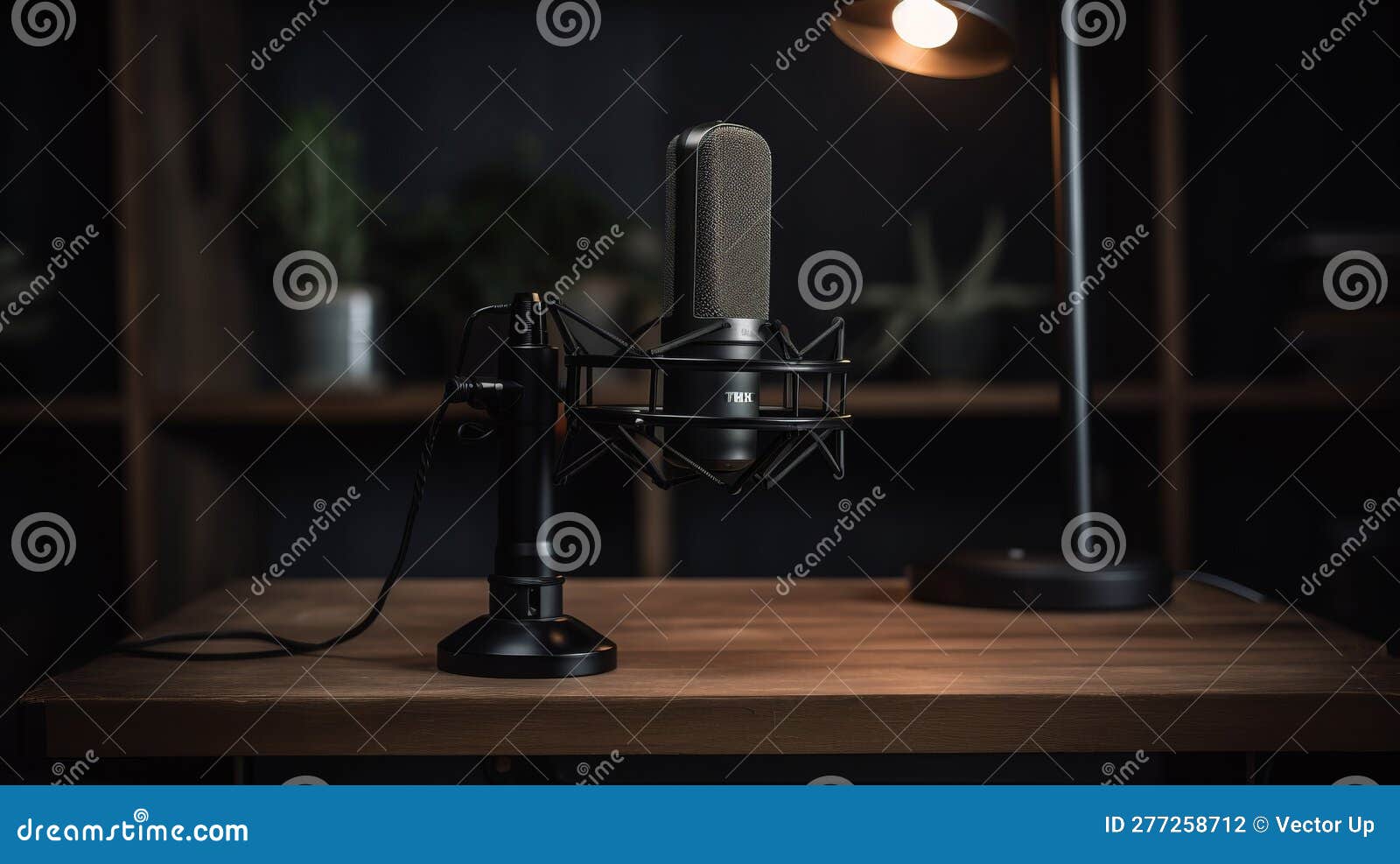 Studio Microphone Stands on a Table for Recording a Podcast. Generative ...