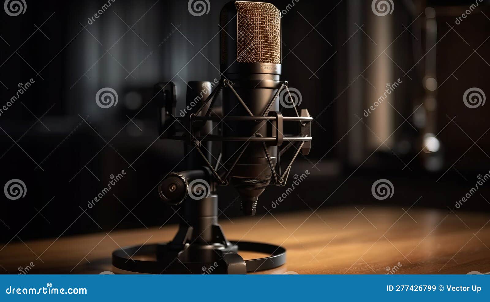 Studio Microphone Stands on a Table for Recording a Podcast. Generative ...