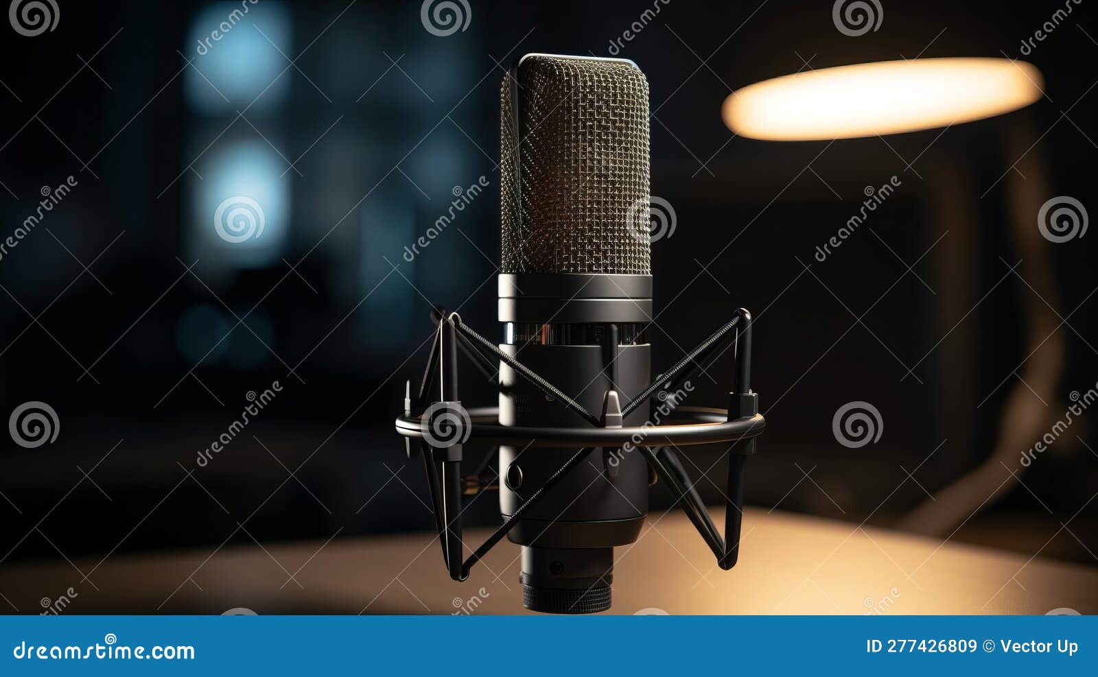 Studio Microphone Stands on a Table for Recording a Podcast. Generative ...