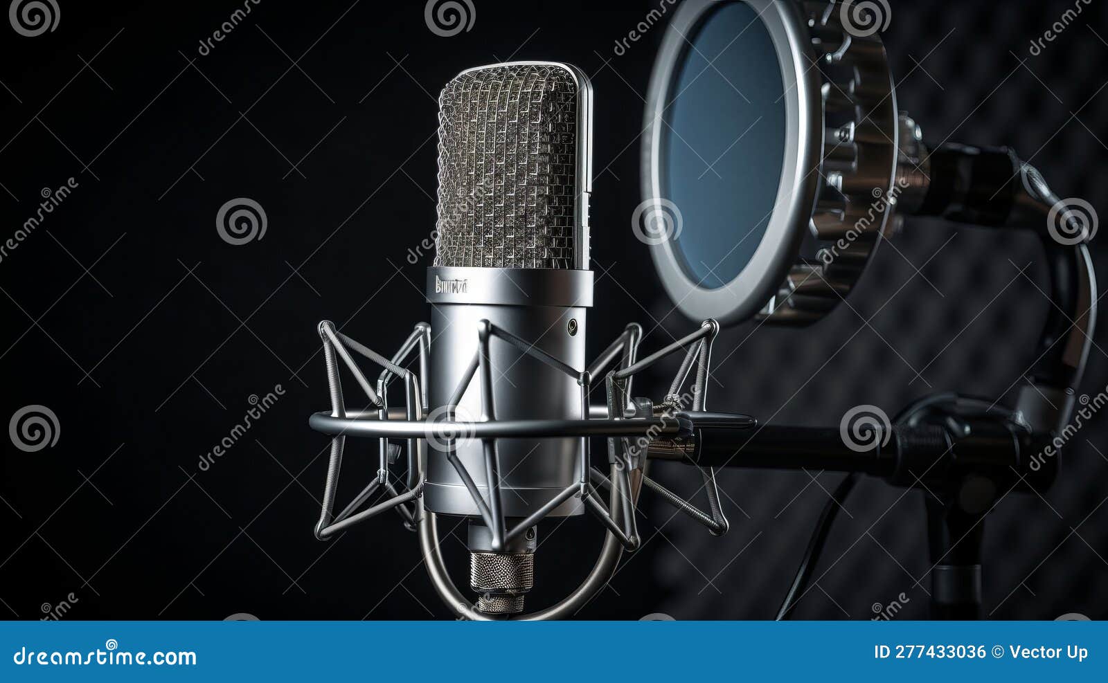 Studio Microphone Stands on a Table for Recording a Podcast. Generative ...