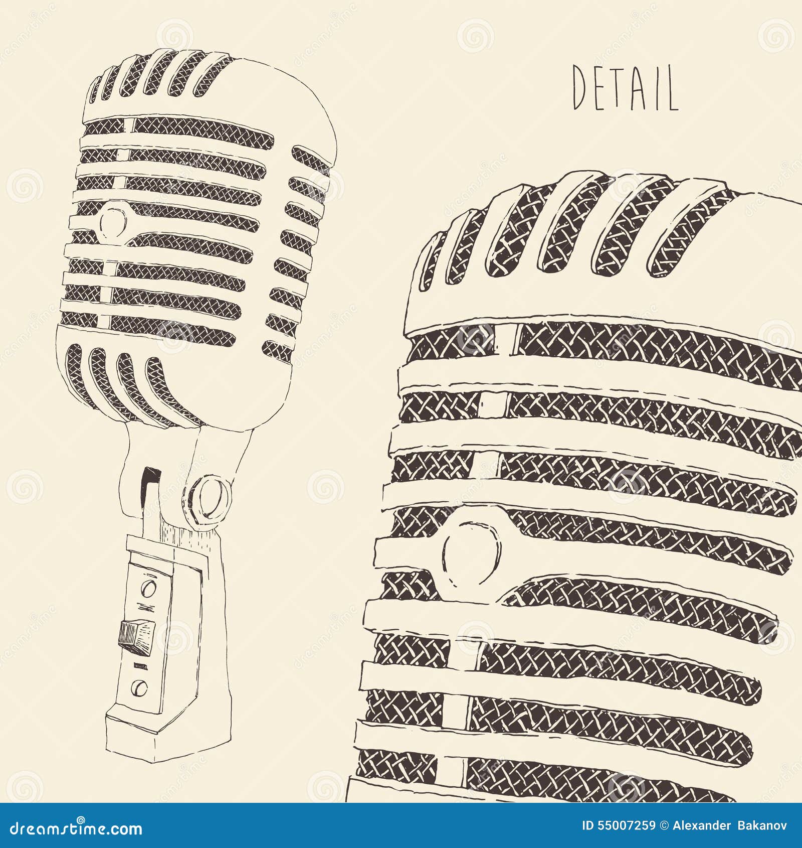 Studio Microphone Vintage Engraved Retro Stock Vector - Illustration of ...