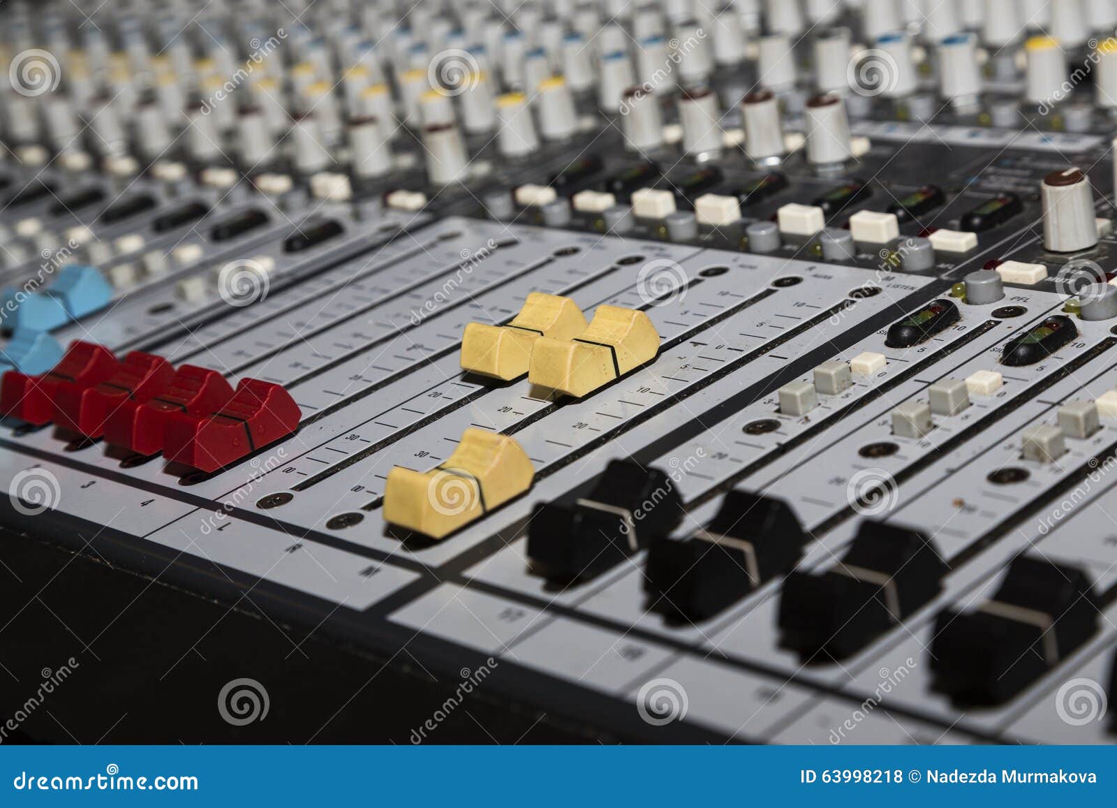 Studio mixer detail stock photo. Image of equalizer, engineer - 63998218