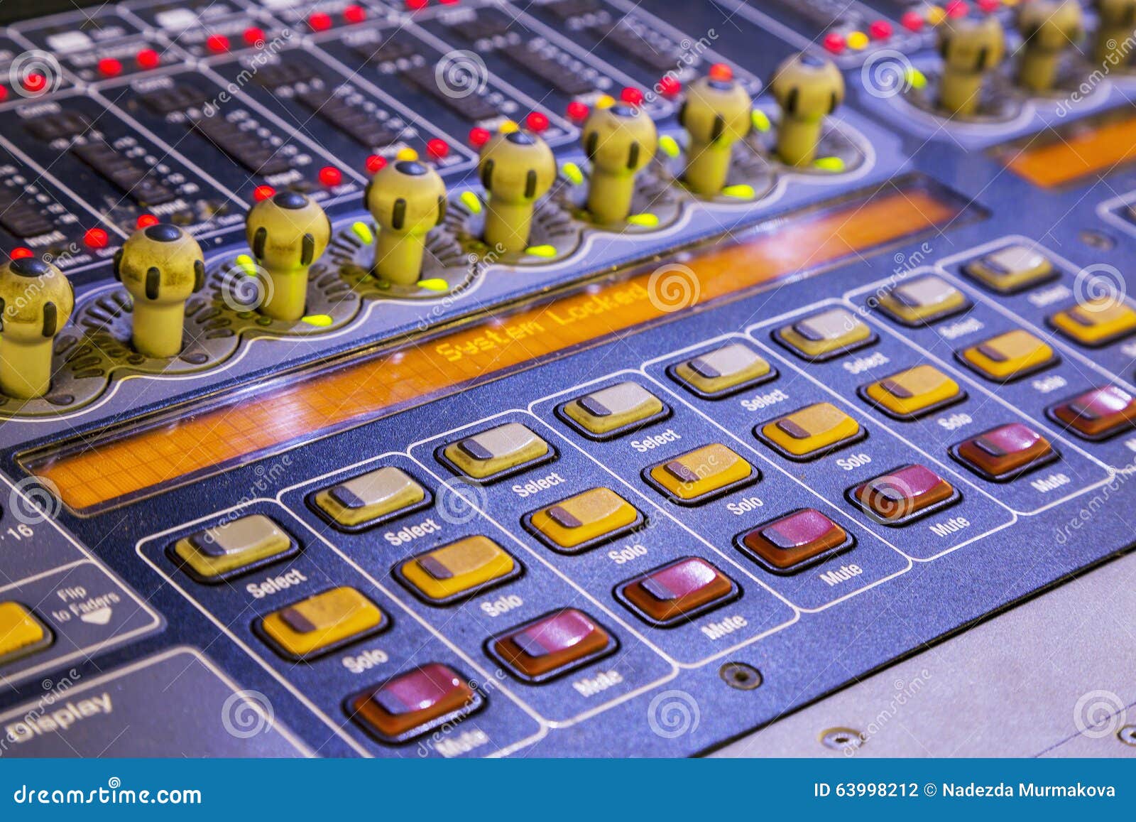 Studio Mixer Detail with Backlit Buttons, Selective Focused Stock Photo ...