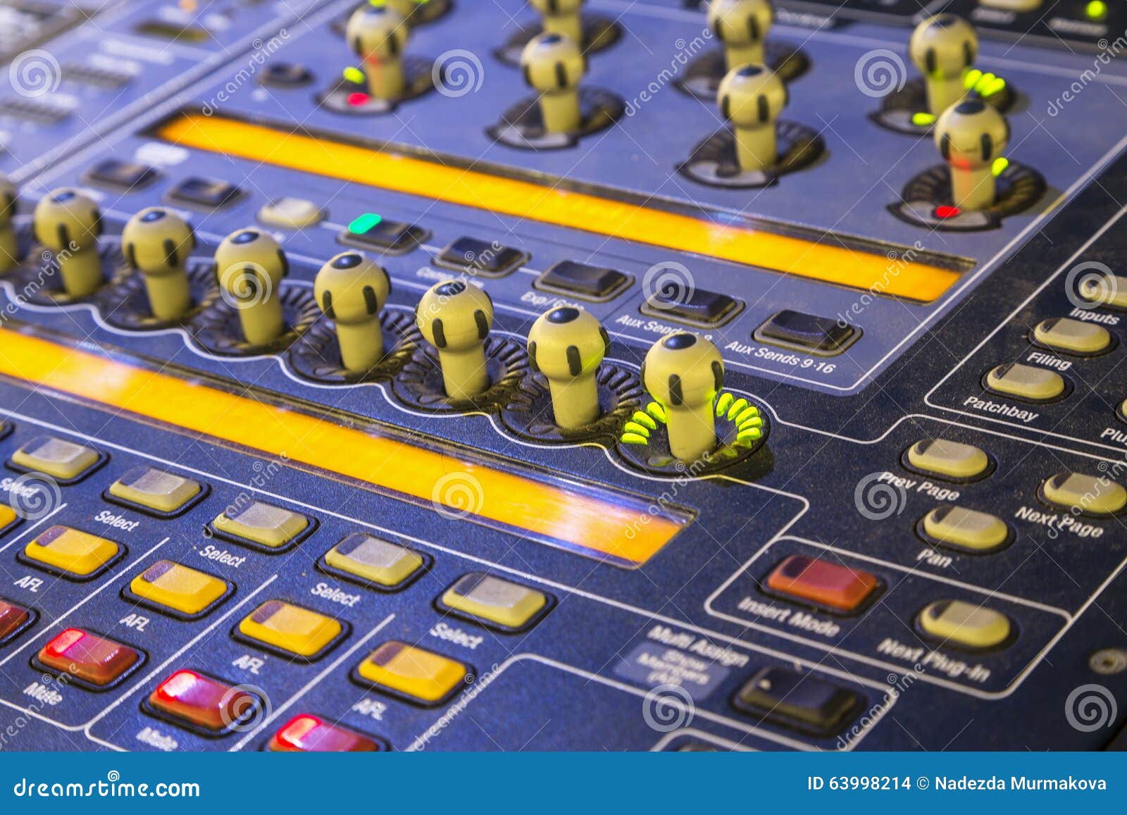 Studio Mixer Detail with Backlit Buttons, Selective Focused Stock Photo ...