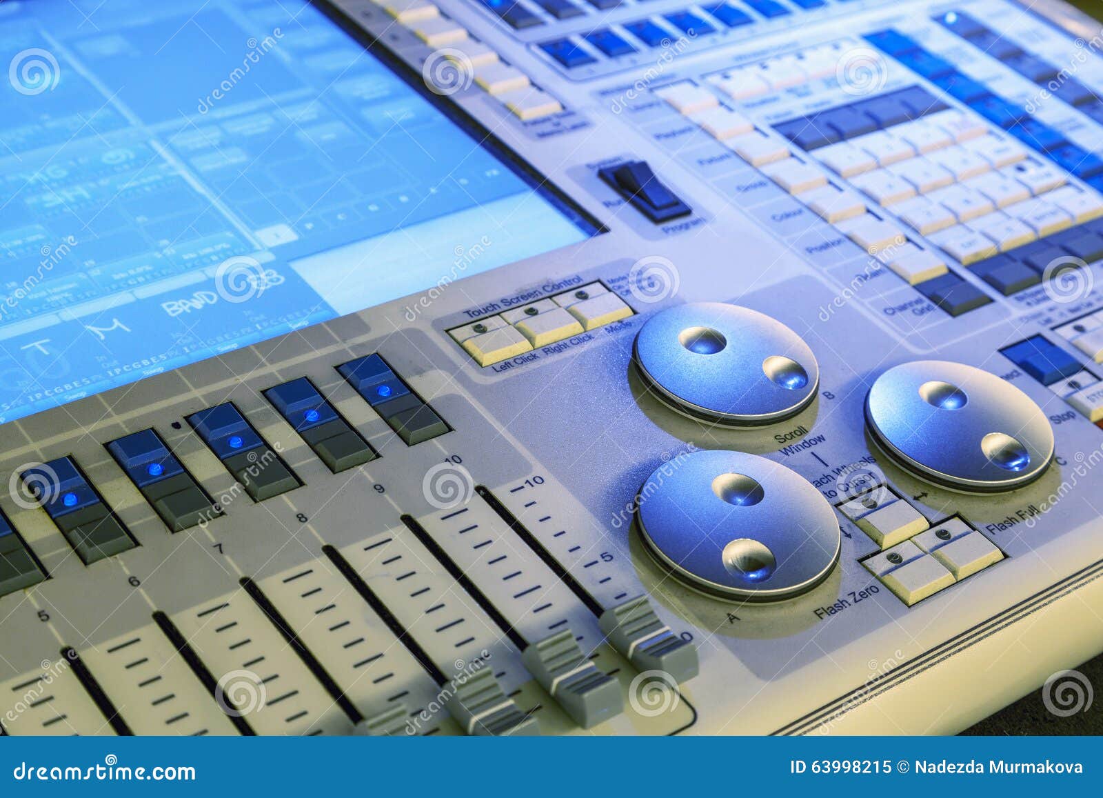 Studio Mixer Detail with Backlit Buttons, Selective Focused Stock Image ...
