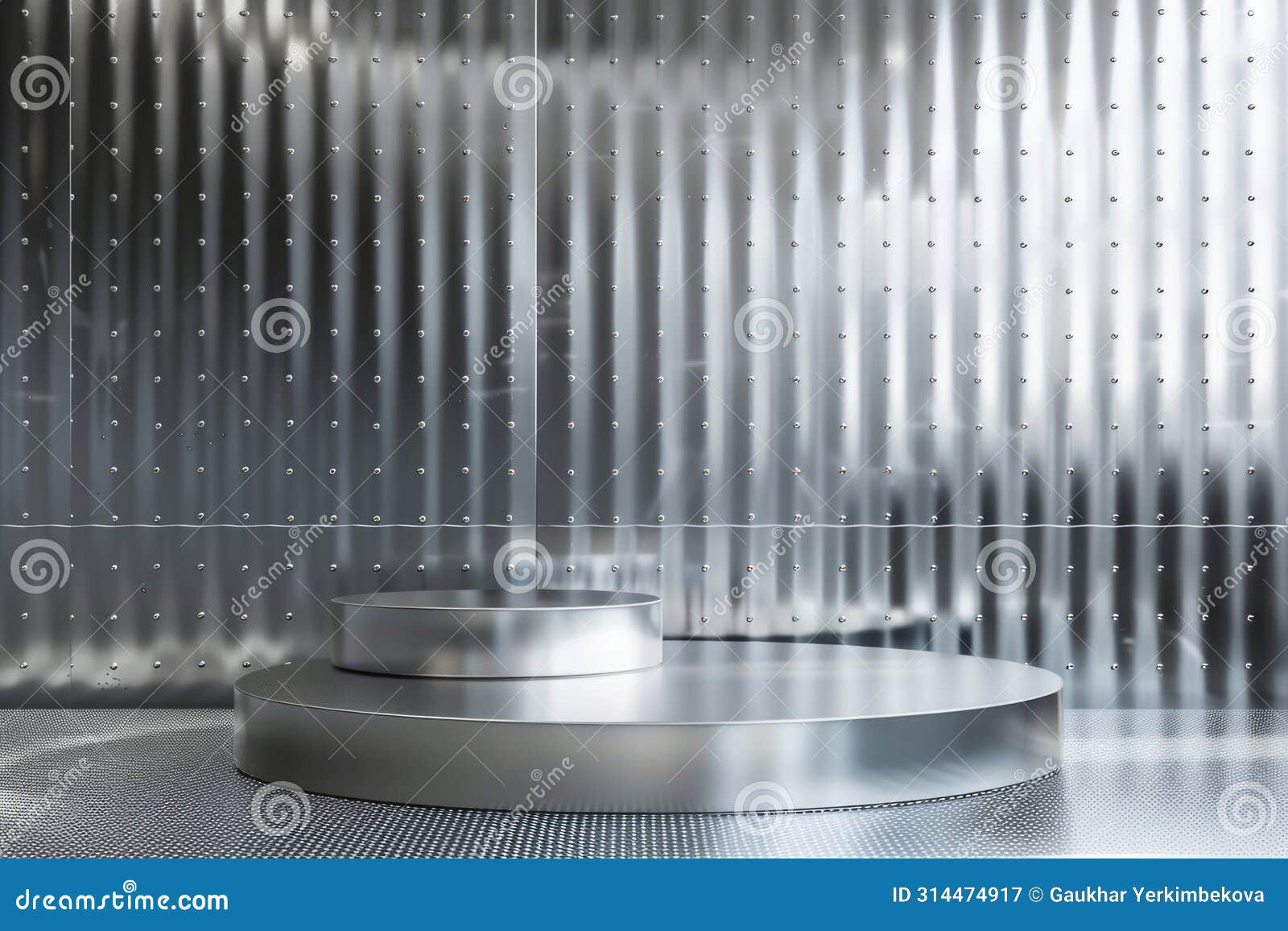 Studio Mockup Silver Metallic Podium Stock Illustration - Illustration ...