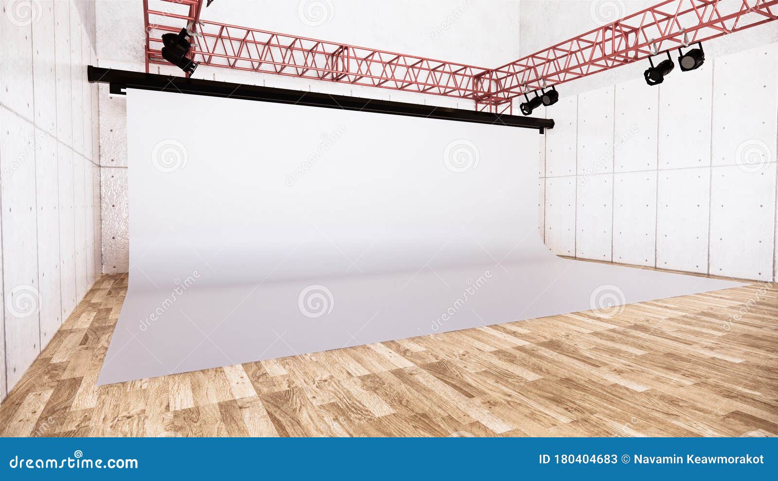 Studio - Modern Film Studio with White Screen. 3D Rendering Stock ...
