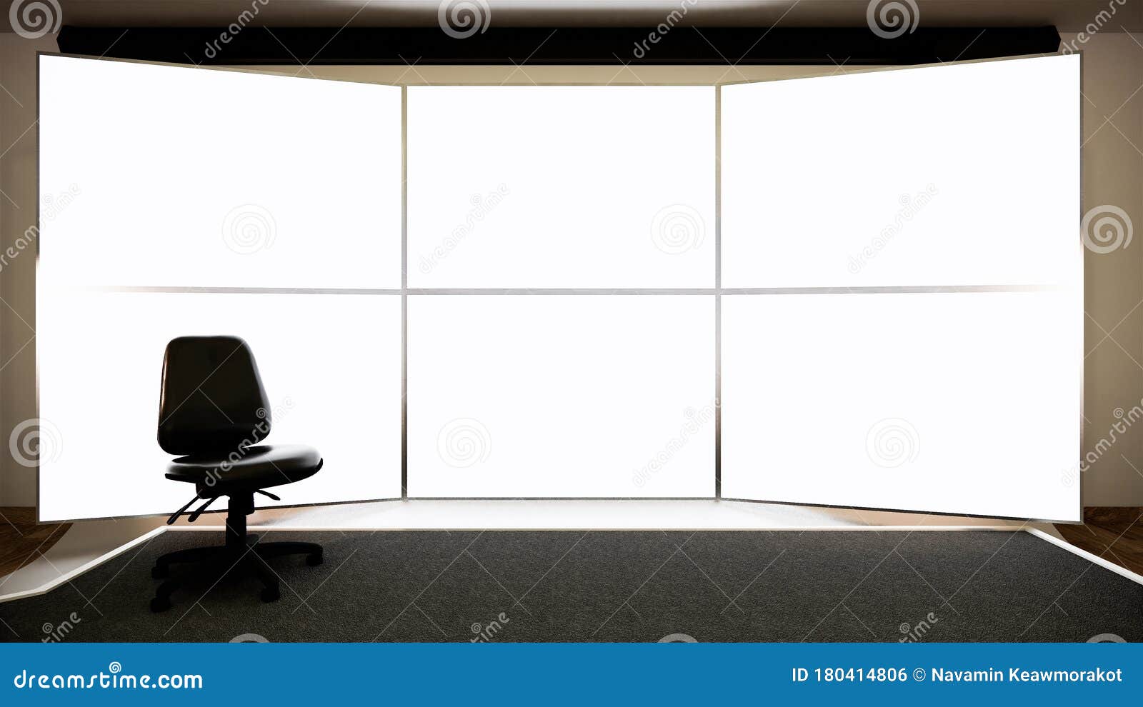 Studio - Modern Film Studio with White Screen. 3D Rendering Stock ...