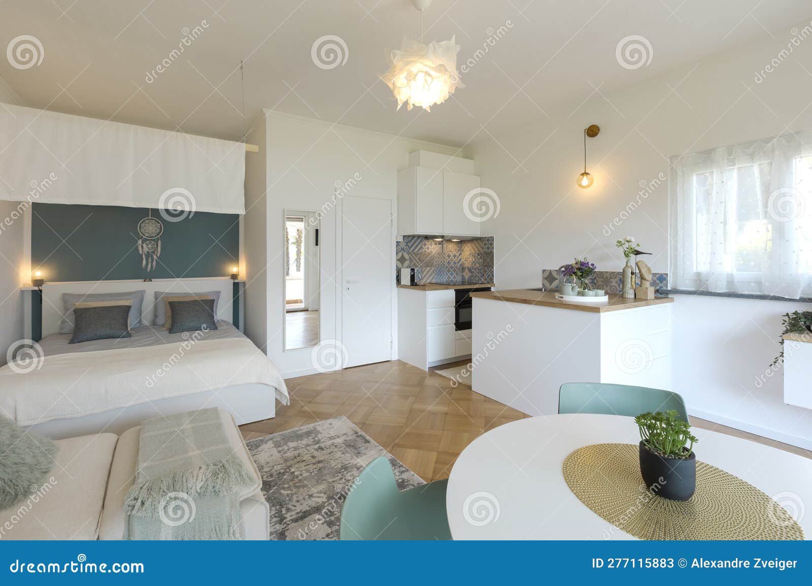 Studio with One Double Bed, One Single Bed. There is Also a Small White ...