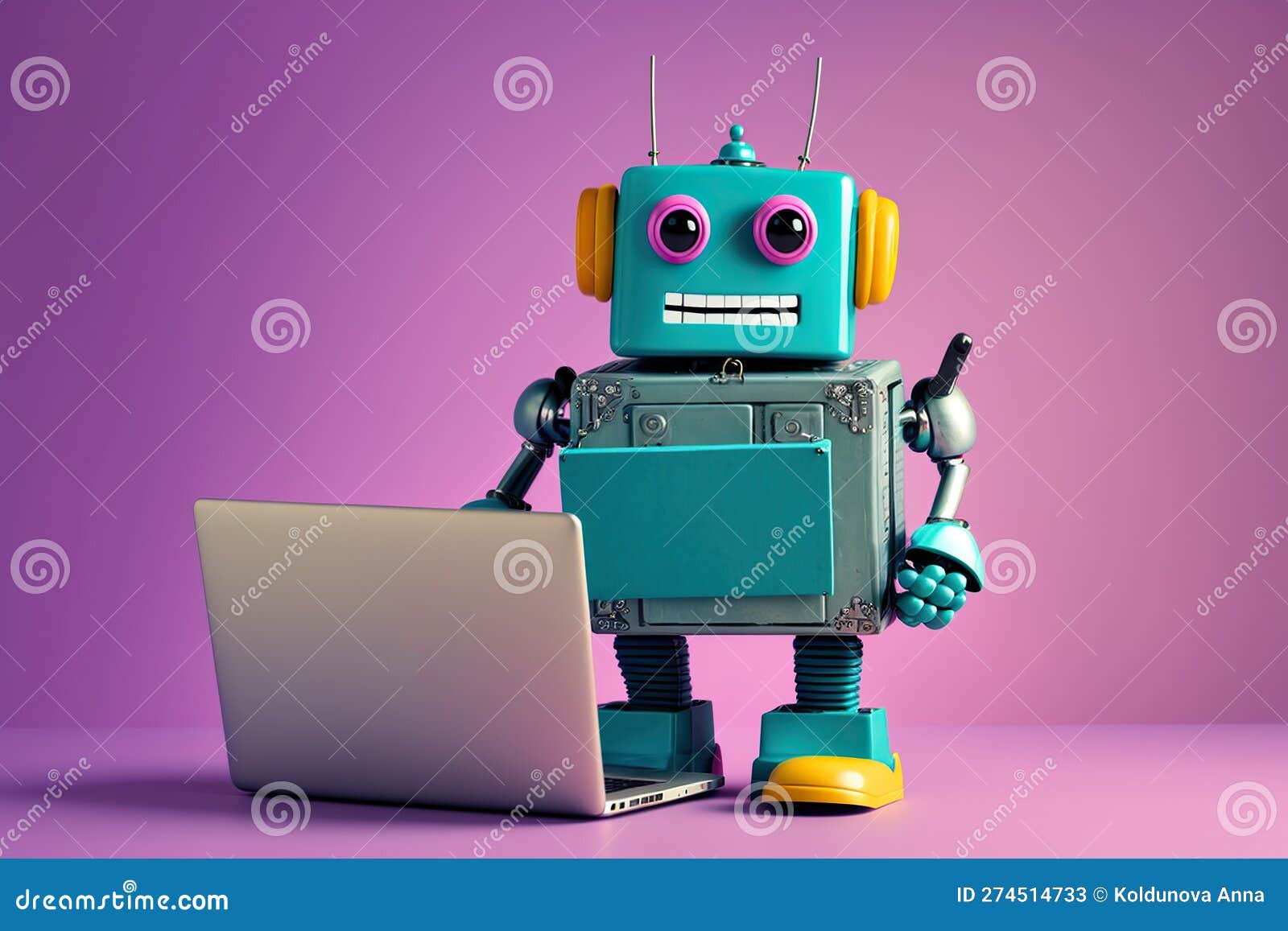 Studio Photo Portrait of a Happy Anthropomorphic Robot, Created with ...