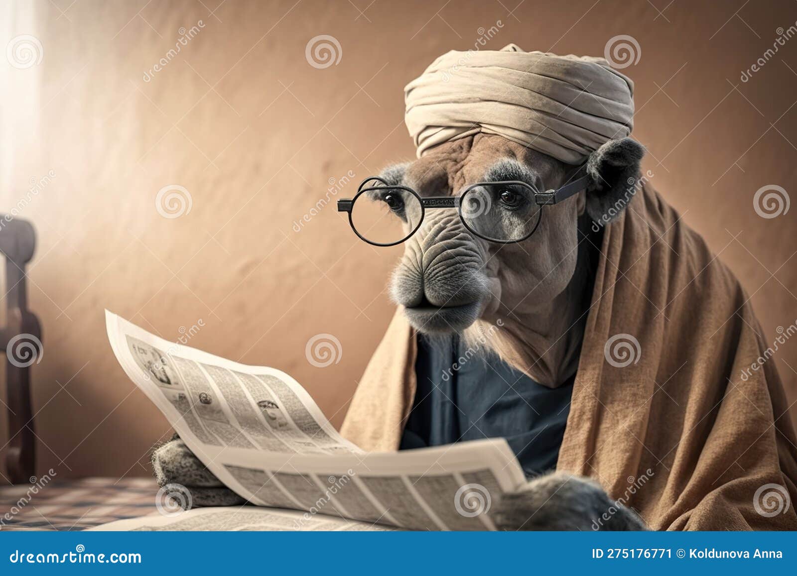 A Very Old Camel Reading Newspaper, Created with Generative AI ...