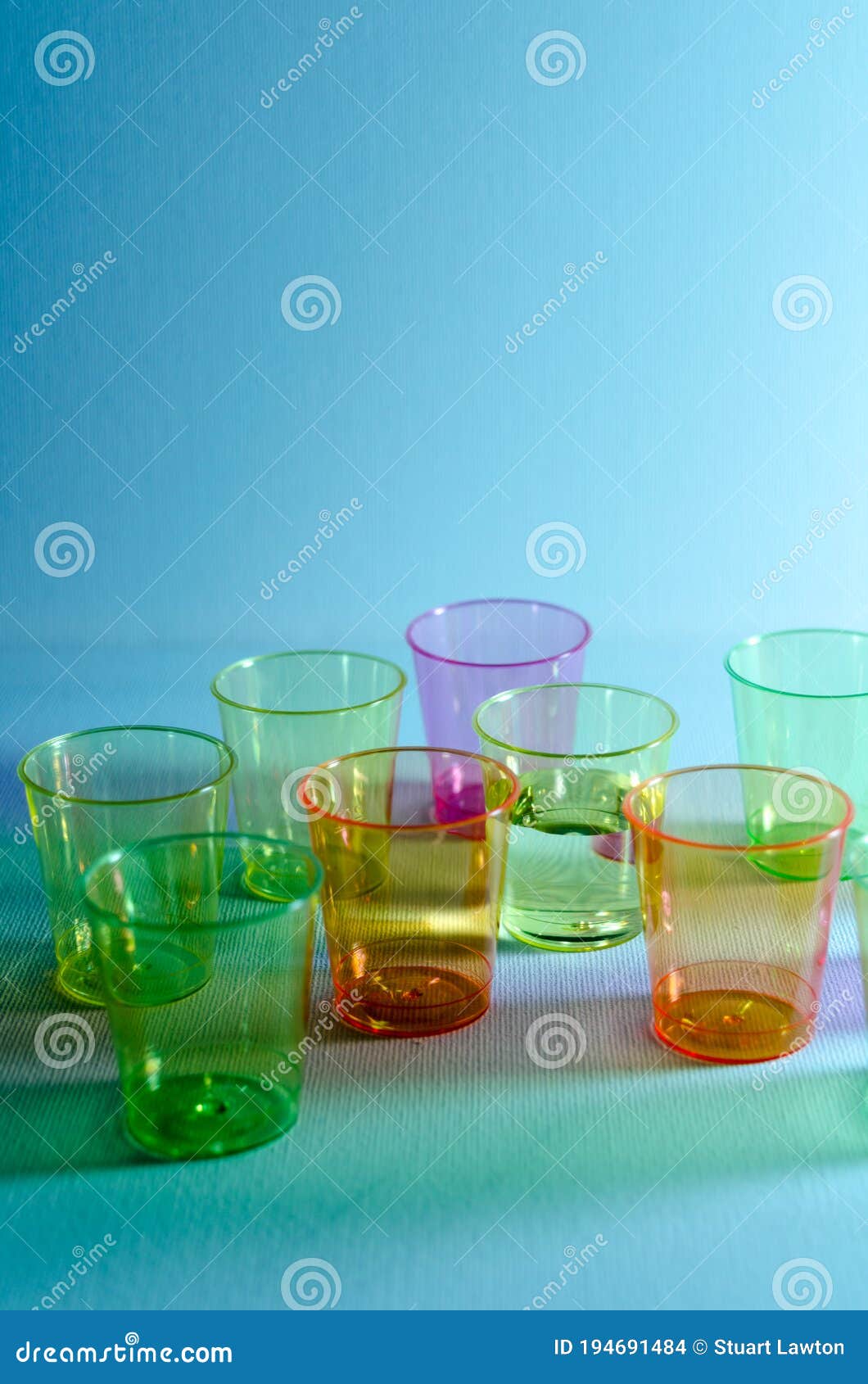 A Studio Photograph of Multicoloured Plastic `Shot` Containers Stock ...