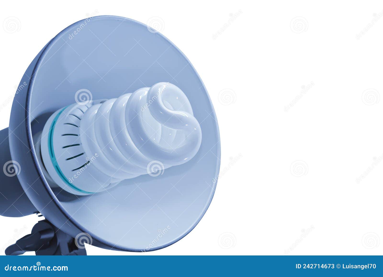 Studio Photography Lamp Reflector with Spiral Fluorescent Lamp Isolated ...