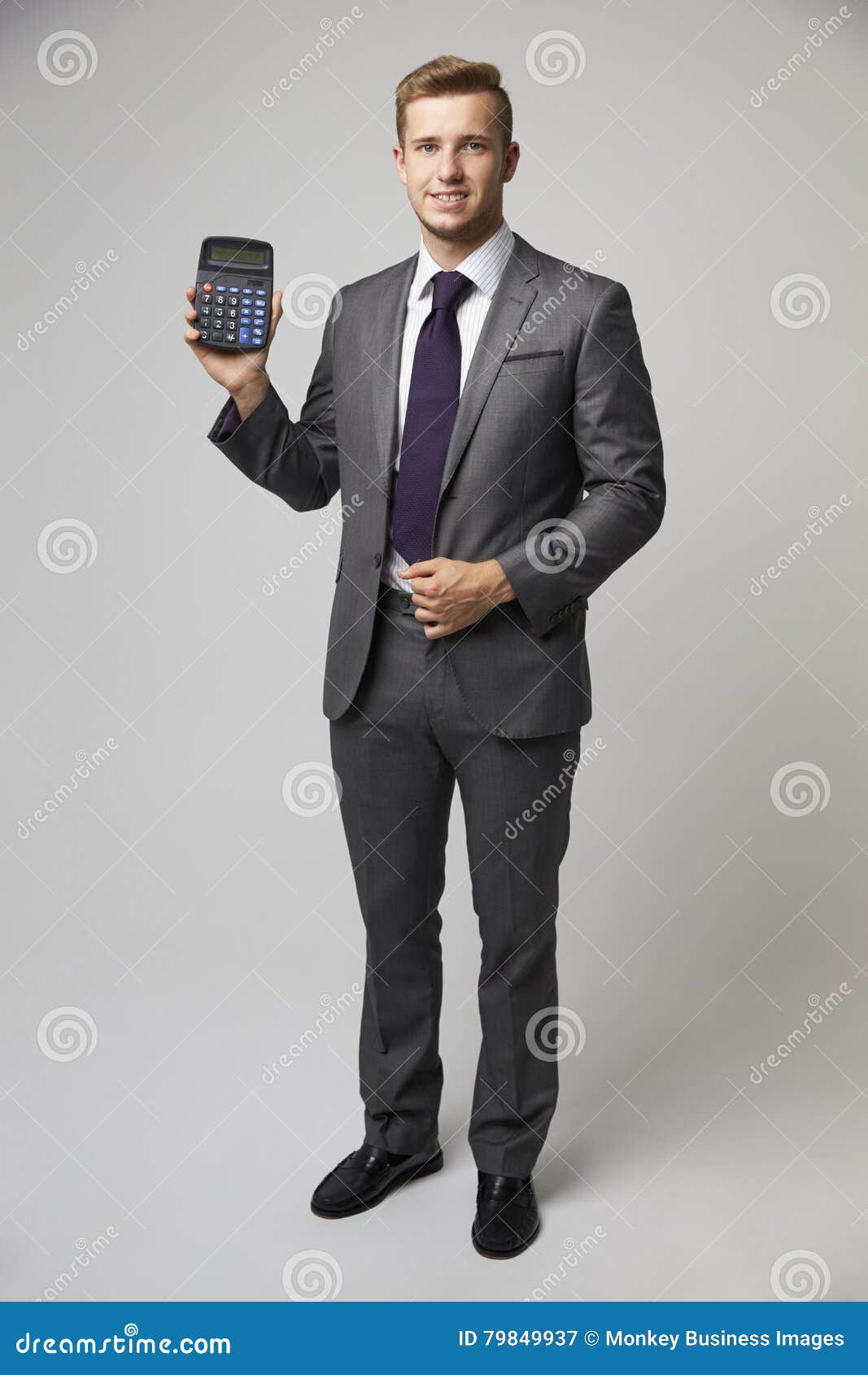 Studio Portrait of Accountant Using Calculator Stock Image - Image of ...