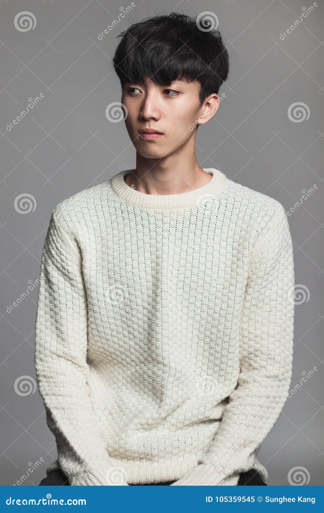 Studio Portrait of an Asian Man with an Expressionless Look Stock Image ...