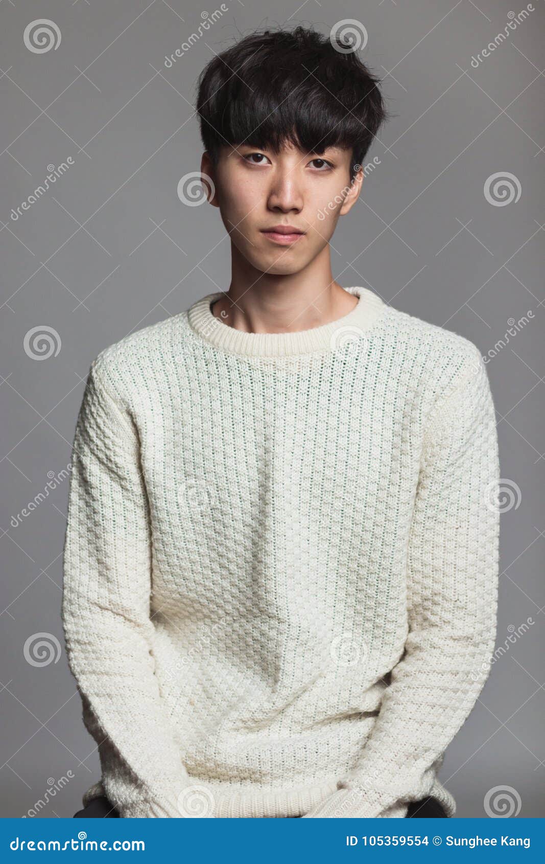 Studio Portrait of an Asian Man with an Expressionless Look Stock Photo ...
