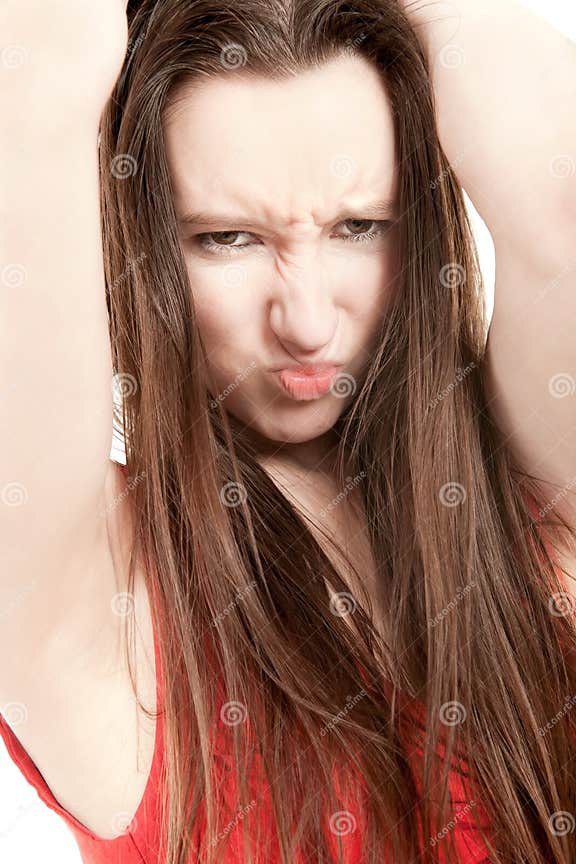 Studio Portrait of Beautiful Woman Pulling a Face Stock Photo - Image ...