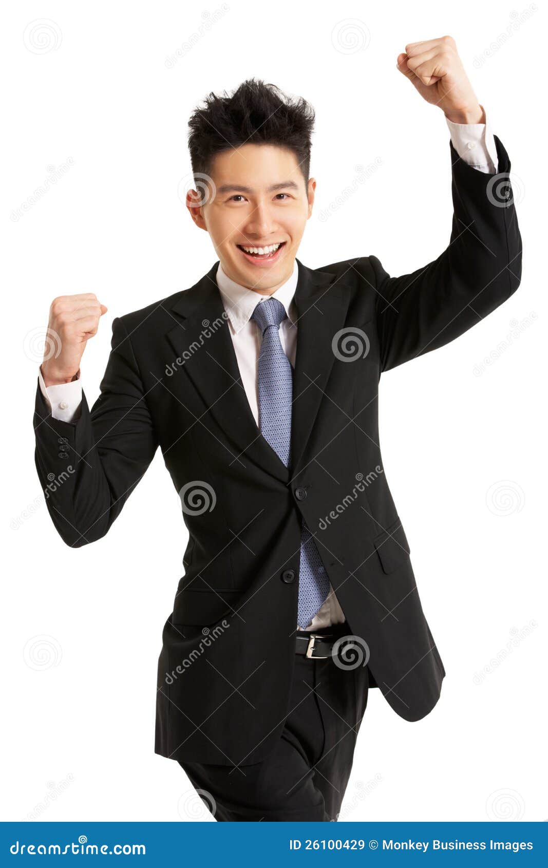 Studio Portrait of Chinese Businessman Celebrating Stock Image - Image ...