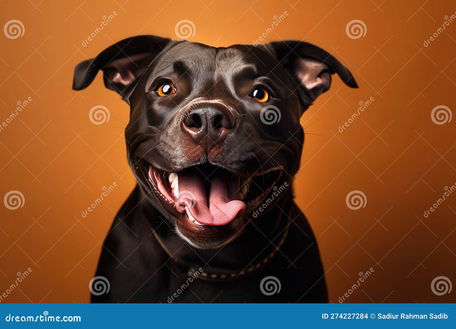 Studio Portrait of a Cute Black Staffordshire Bull Terrier on a Solid ...