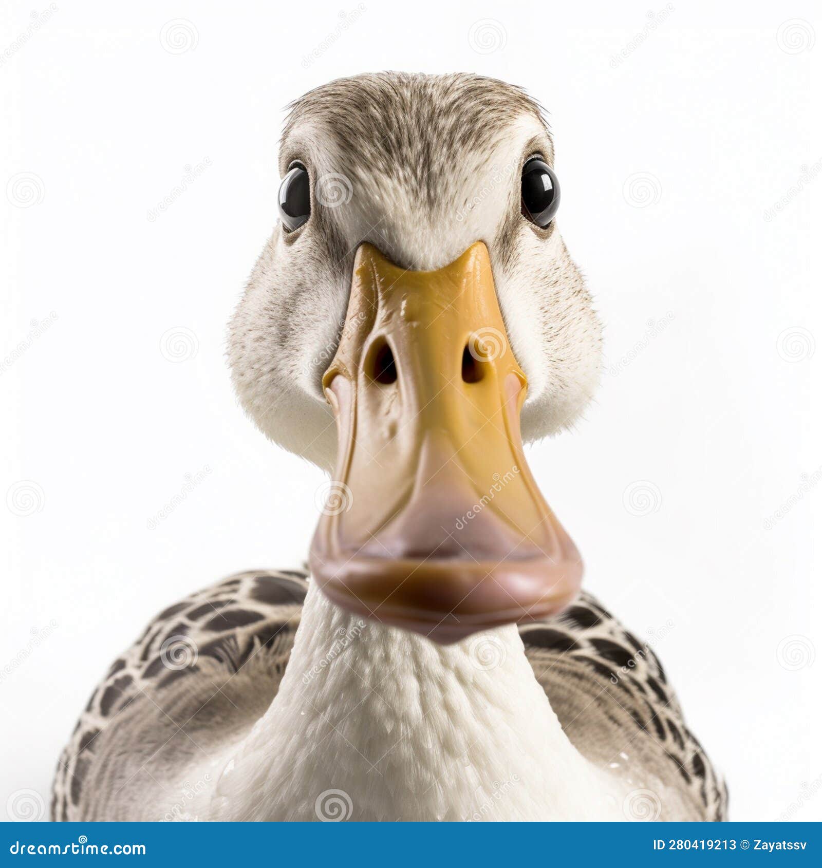 Studio Portrait of Duck Looking at the Camera Against a White ...