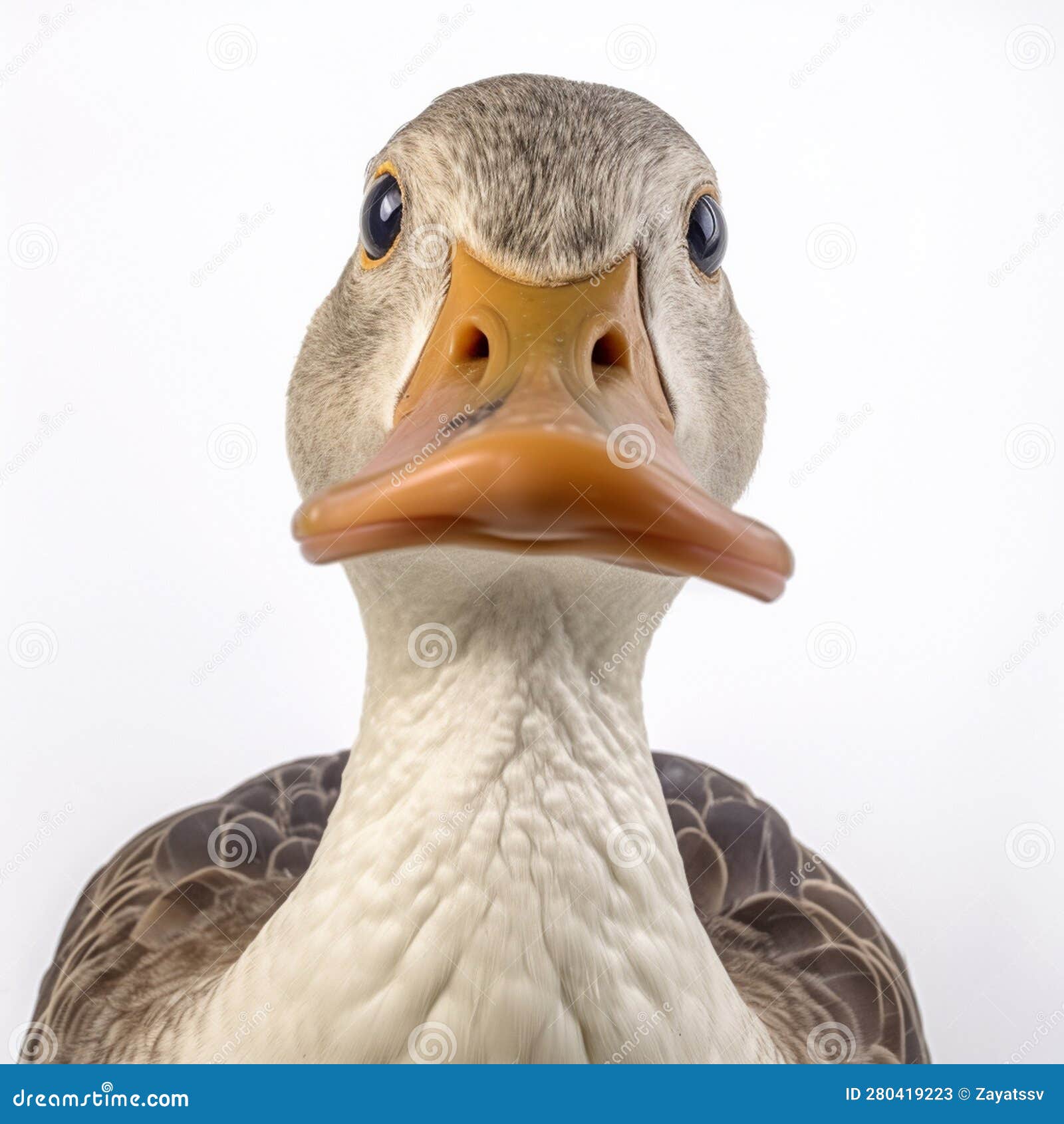 Studio Portrait of Duck Looking at the Camera Against a White ...