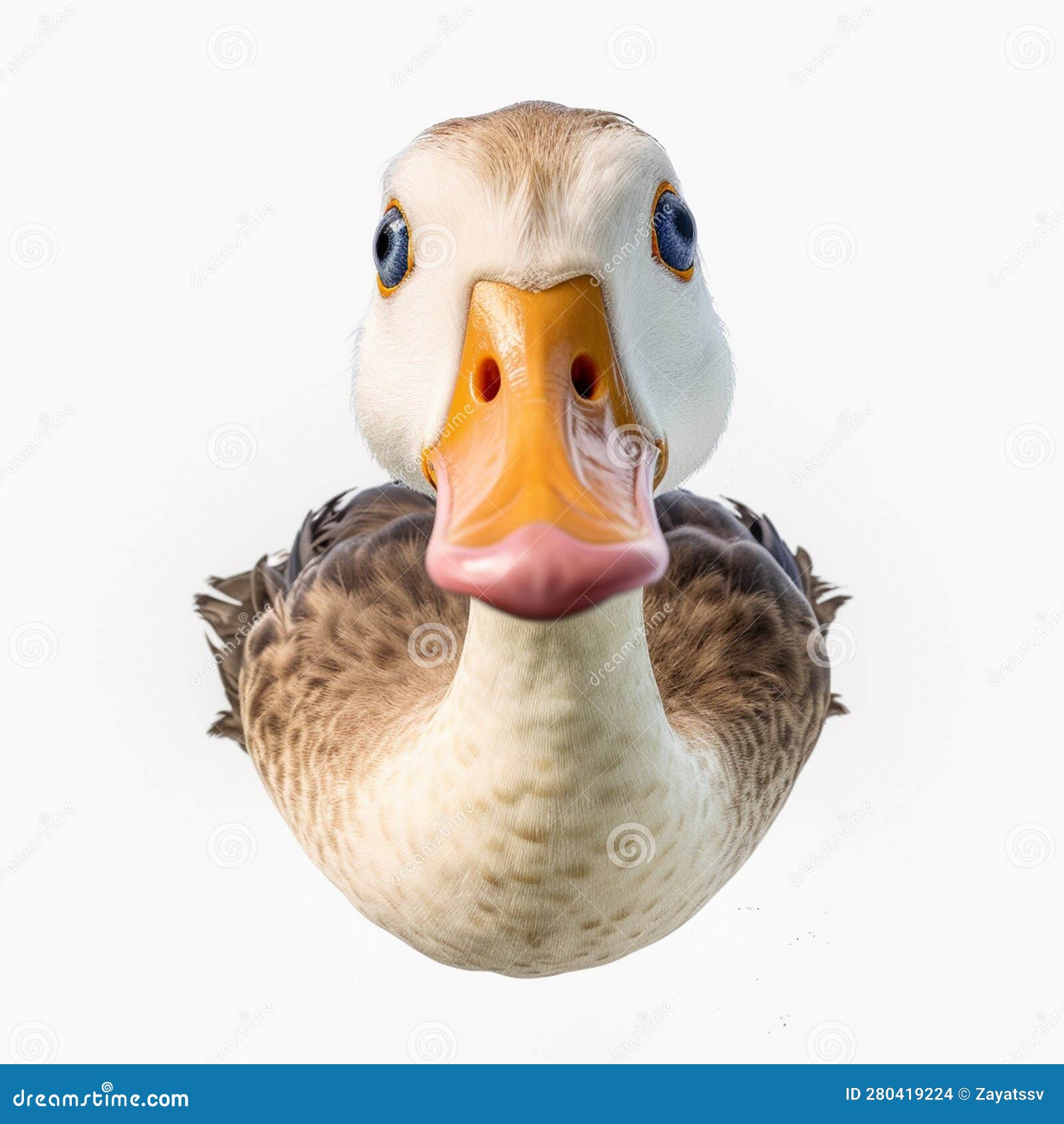 Studio Portrait of Duck Looking at the Camera Against a White ...