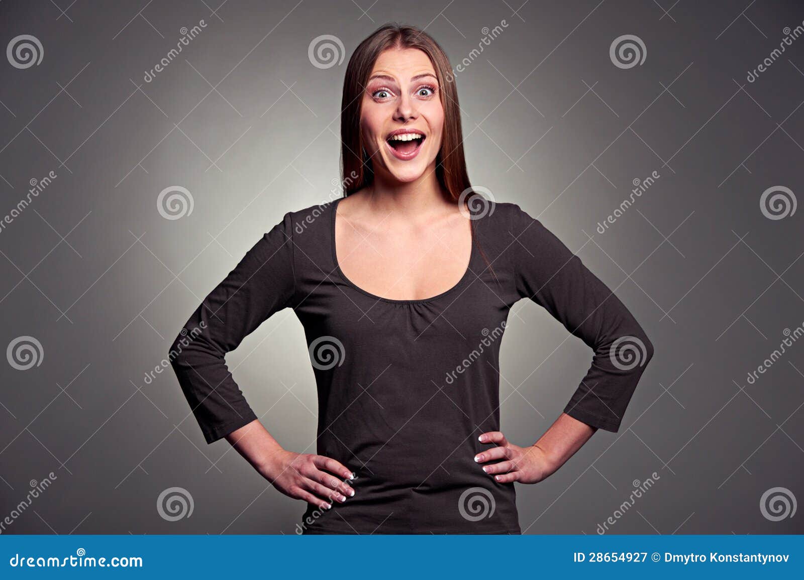 Studio Portrait of Excited Woman Stock Image - Image of surprised ...