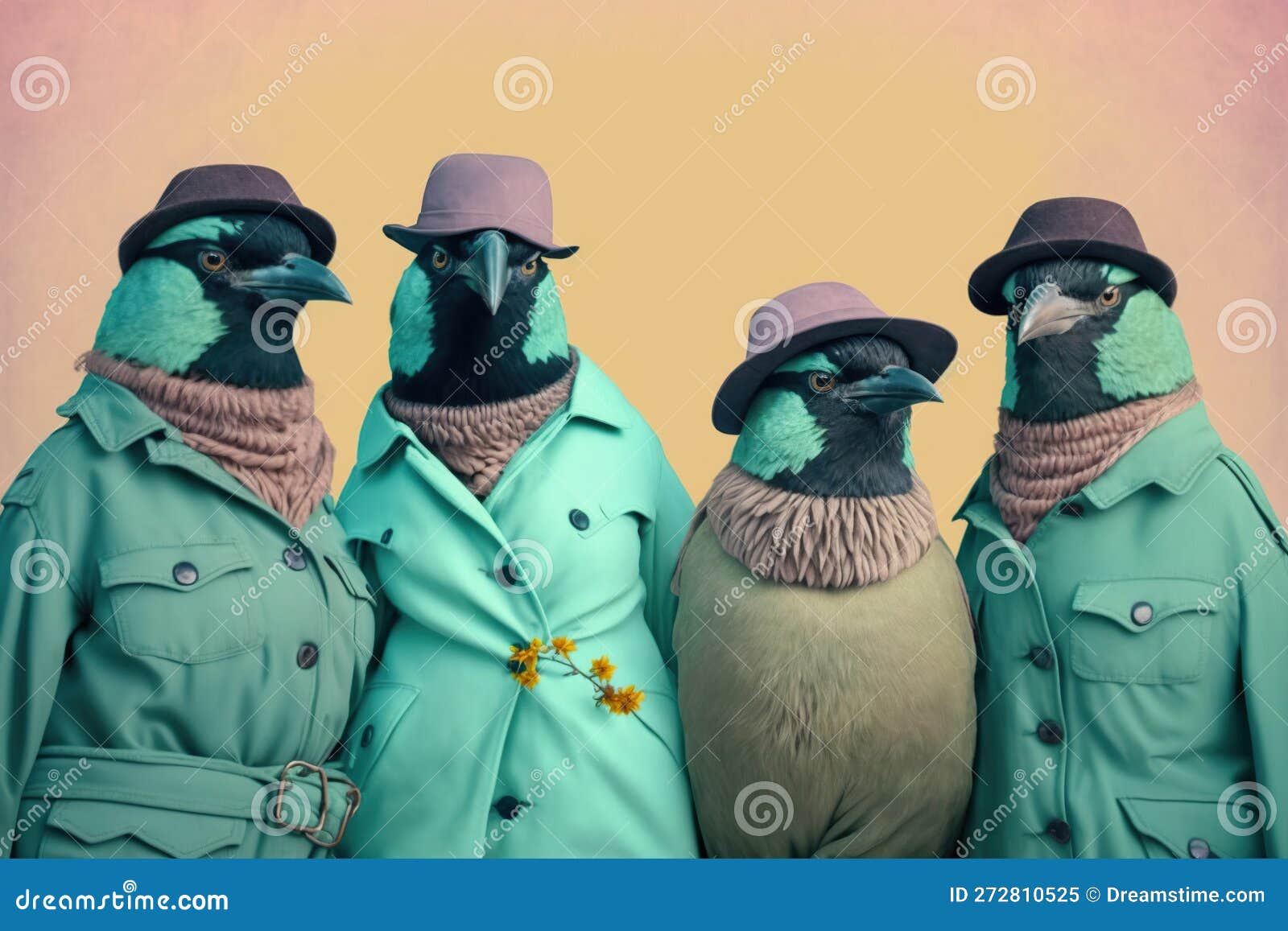Studio Portrait of Fat Crows in Clothes Created with Generative AI ...
