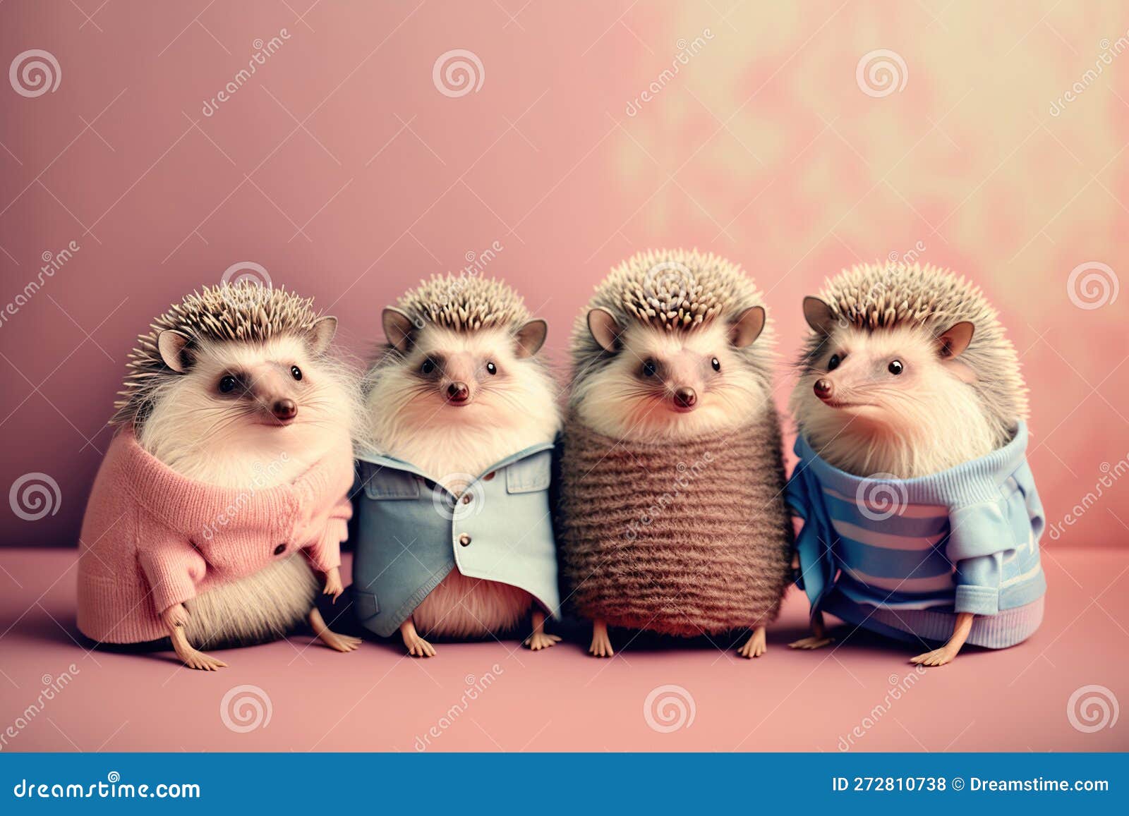 Group Studio Portrait of Fat Hedgehogs in Clothes Created with ...