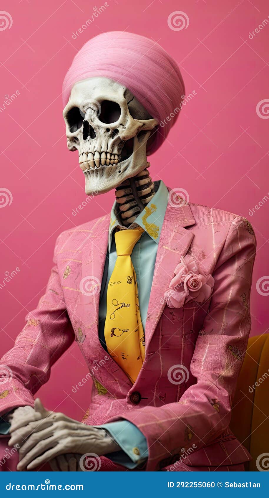 Studio Portrait Featuring a Skeleton Impeccably Dressed in a Classy ...