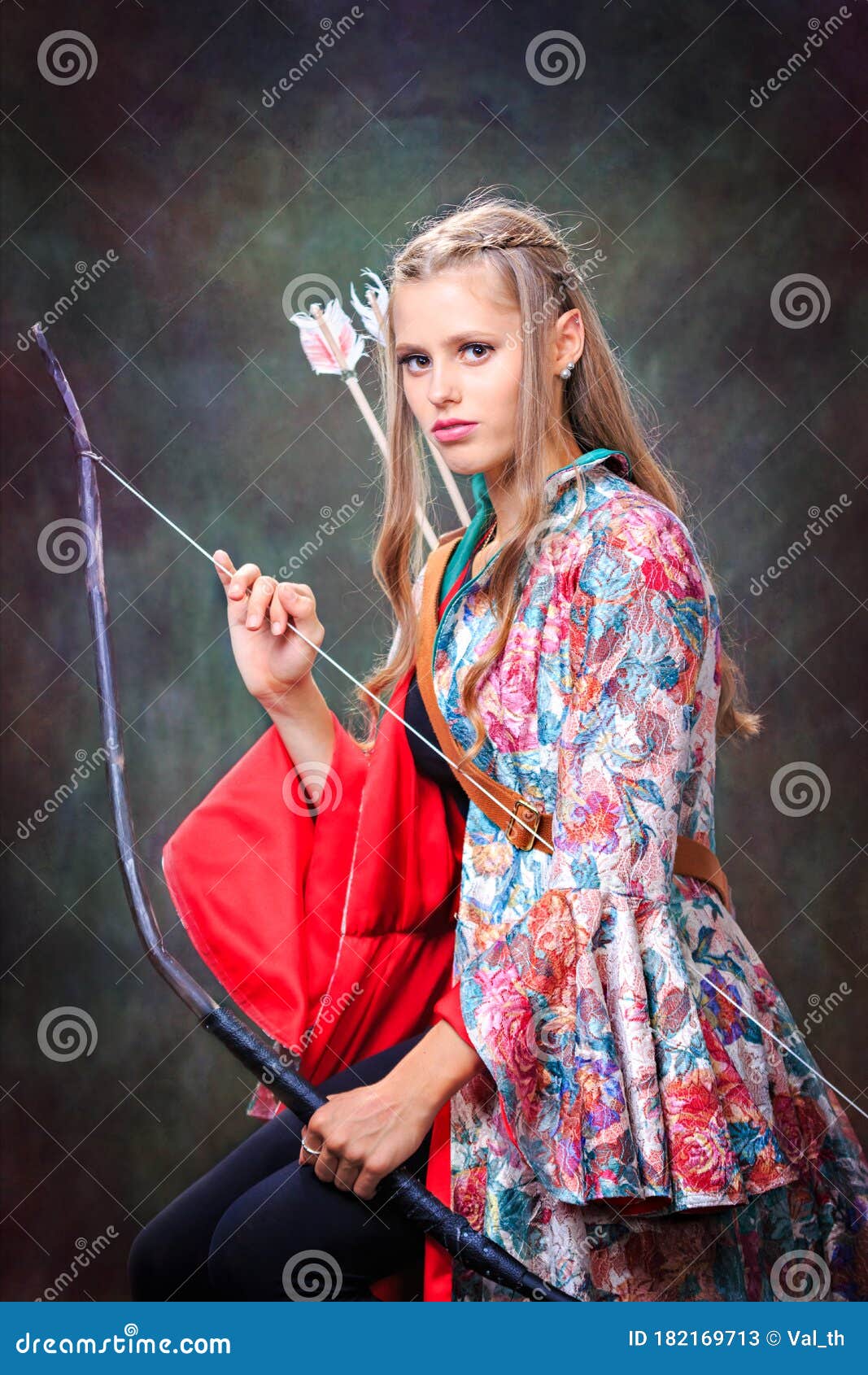 Studio Portrait of Female Elf with a Bow Stock Image - Image of cute ...