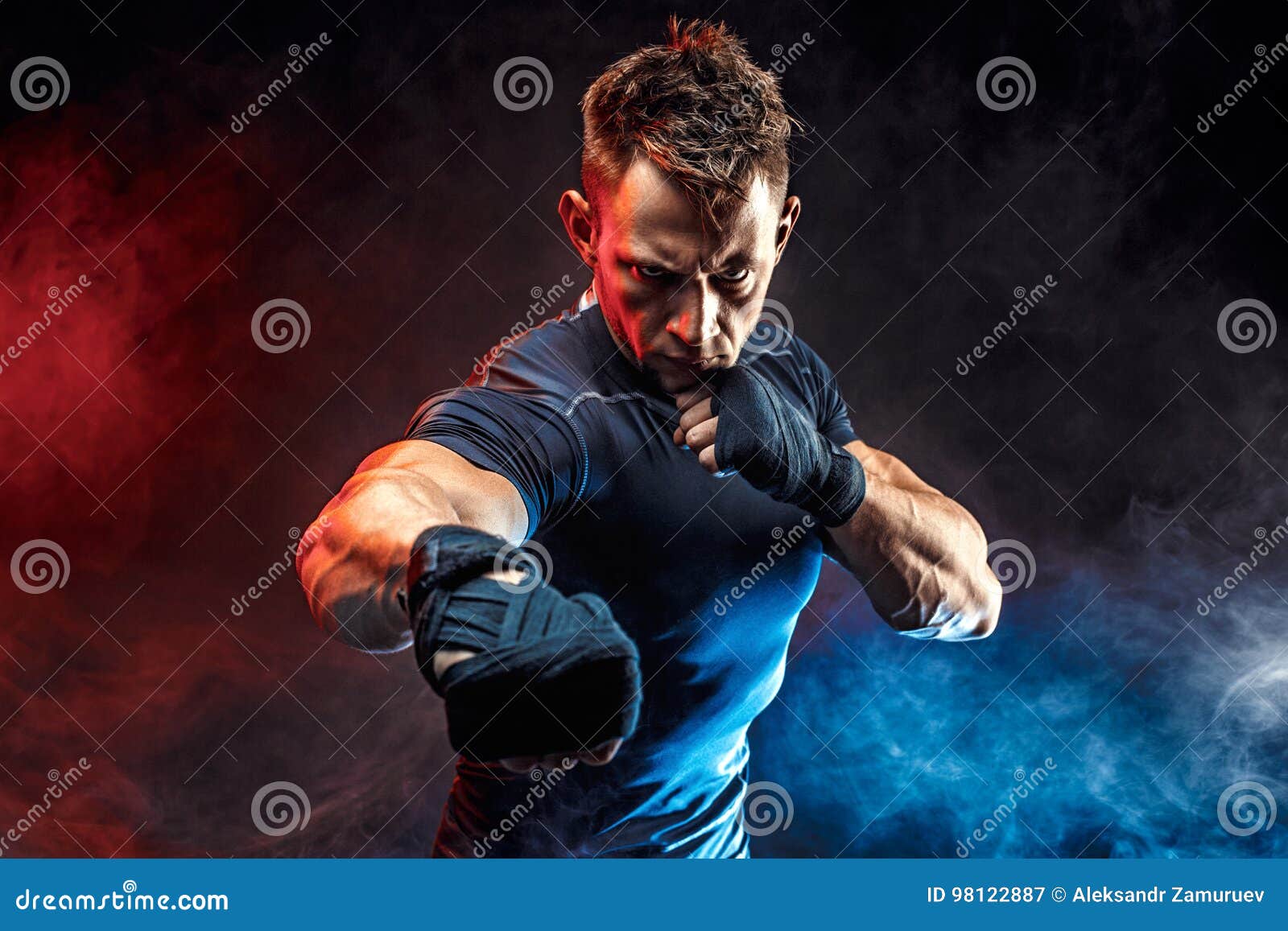 Studio Portrait of Fighting Muscular Man Stock Image - Image of fighter ...