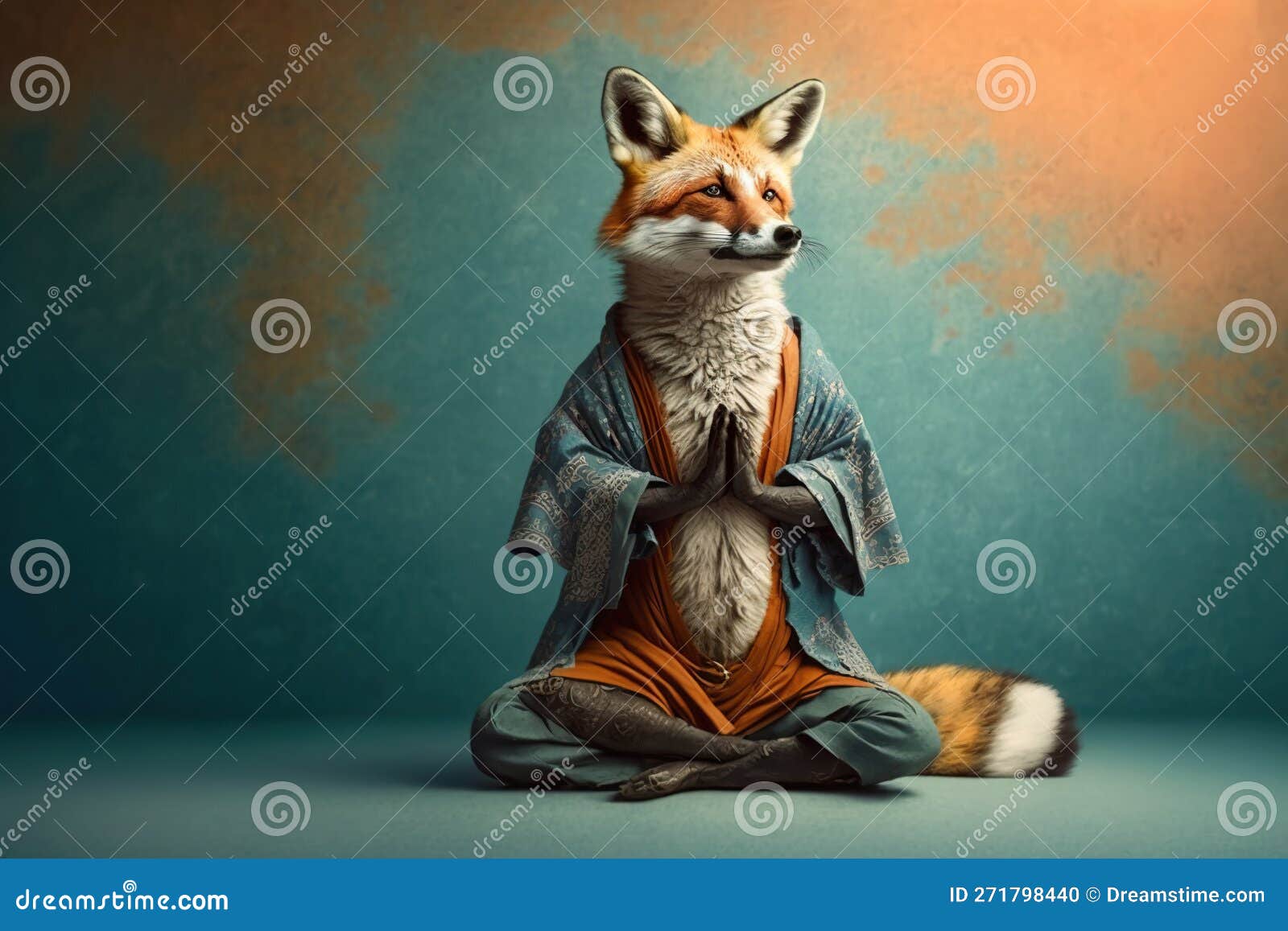 Studio Portrait of Fox in Boho Clothes Doing Meditation, Created with ...