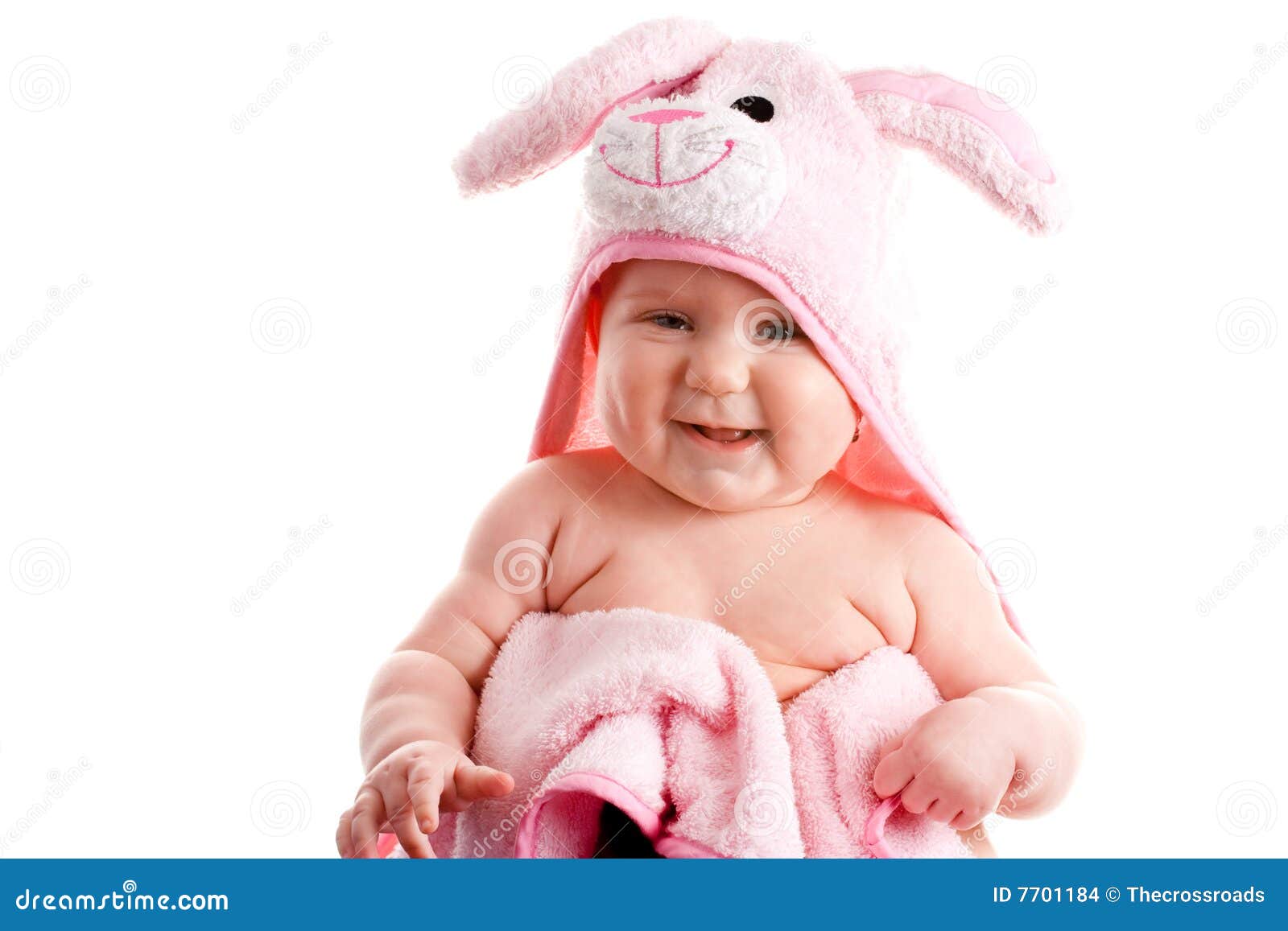 Studio Portrait Of A Giggling Baby Girl Stock Images - Image: 7701184