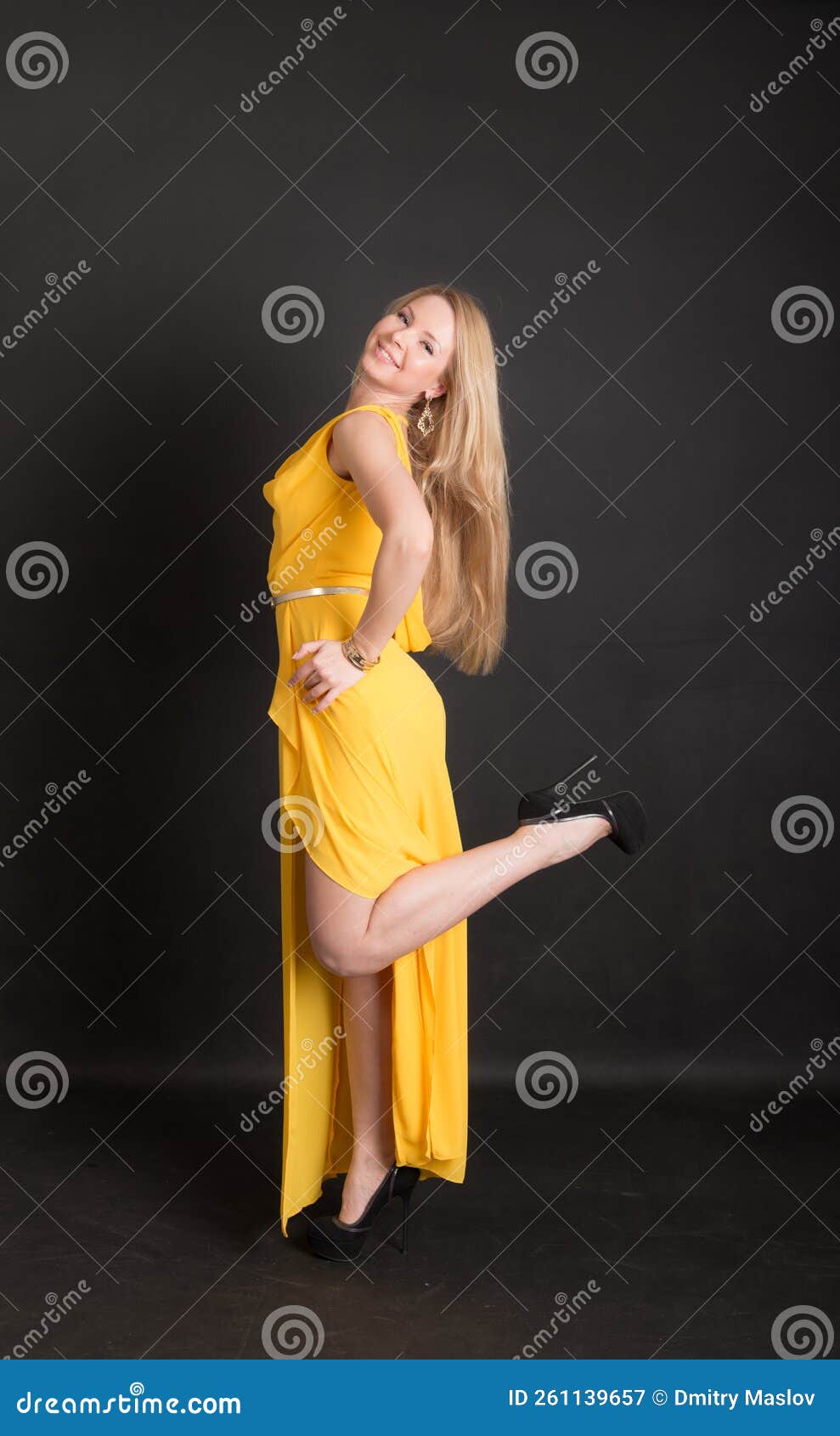 Portrait Of A Slim Girl With Long Hair Stock Image Image Of