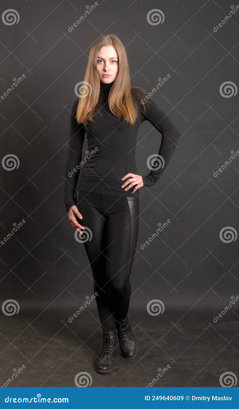 Studio portrait of a girl stock image. Image of slim - 249640609
