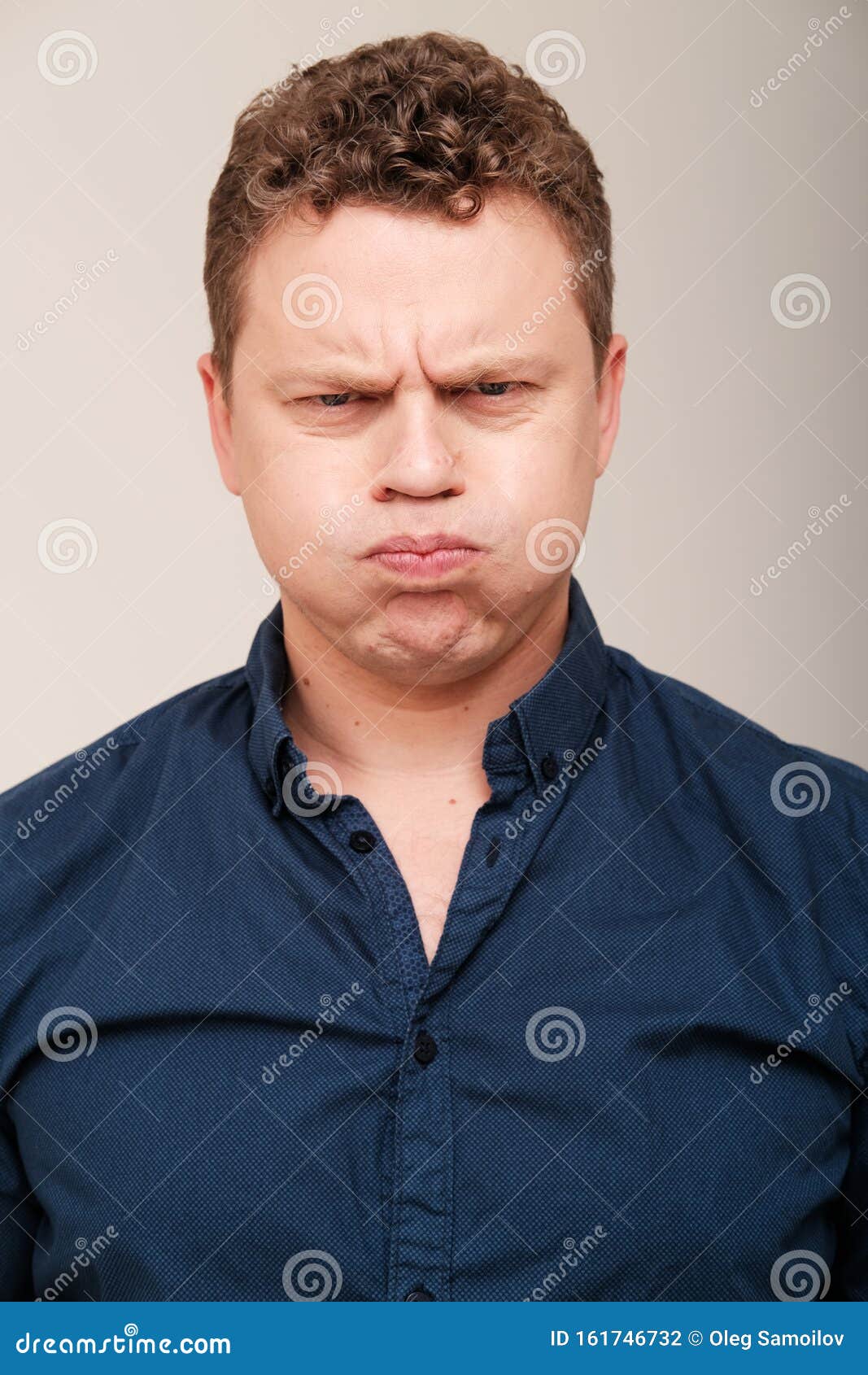 Studio Portrait of Grumpy Man Stock Photo - Image of caucasian ...