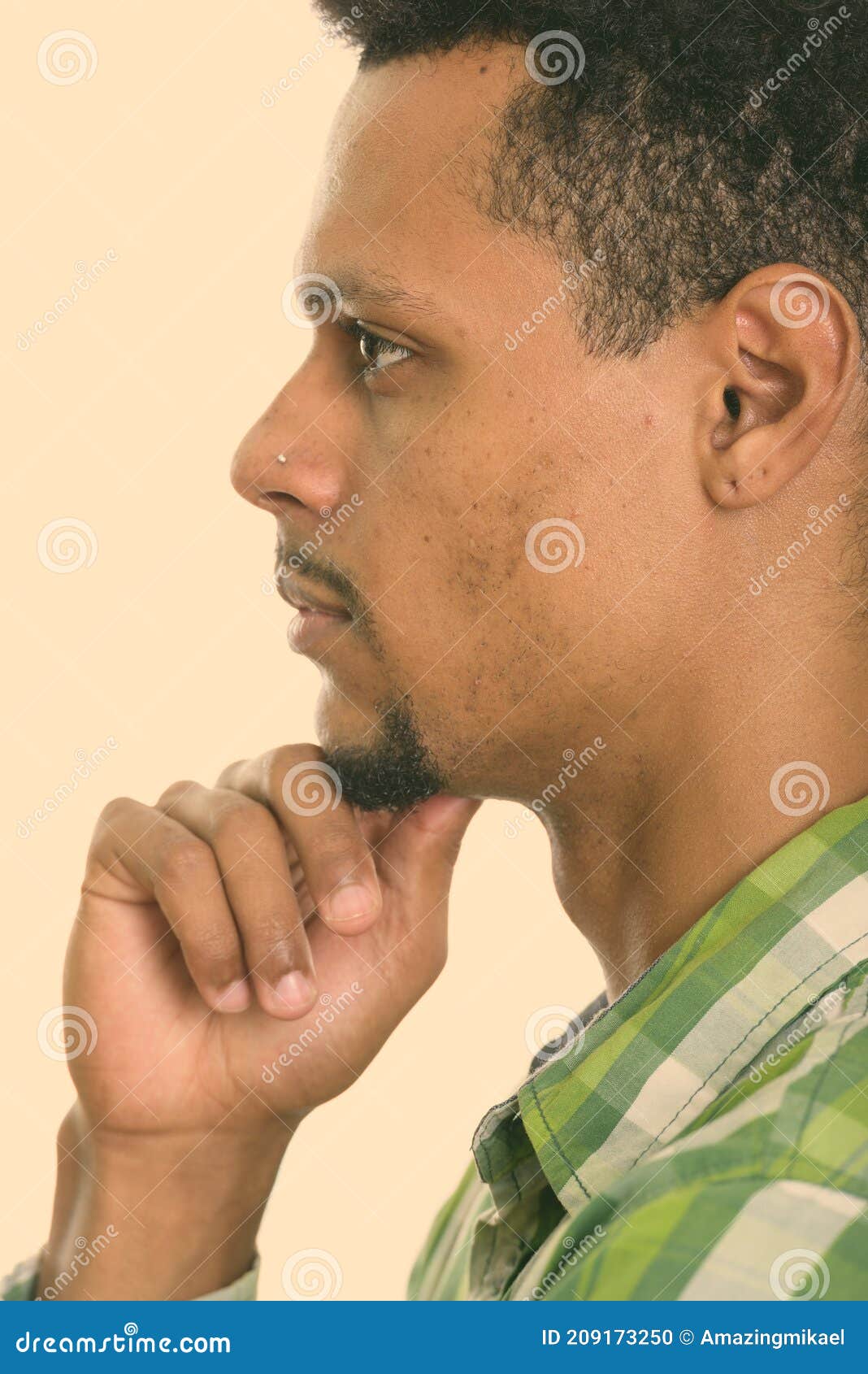 Profile View of Face of Young African Man Thinking Stock Photo - Image ...