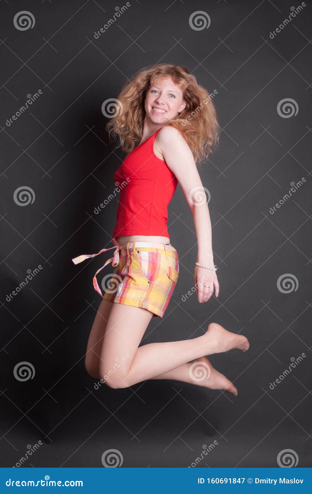 Portrait of a Happy Jumping Girl Stock Image - Image of attractive ...