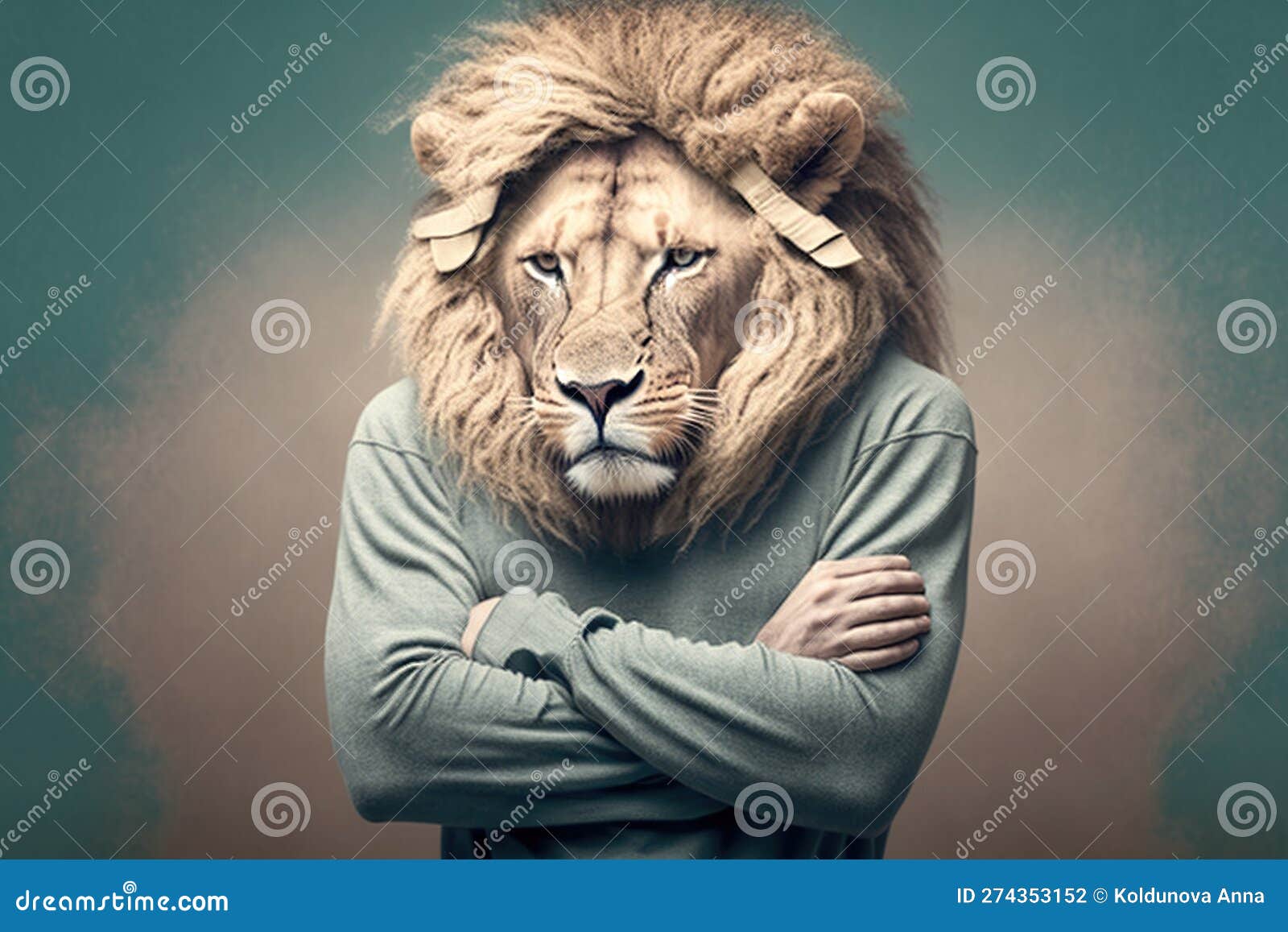 A Lion in Casual Clothes Being Stressed, Created with Generative AI ...