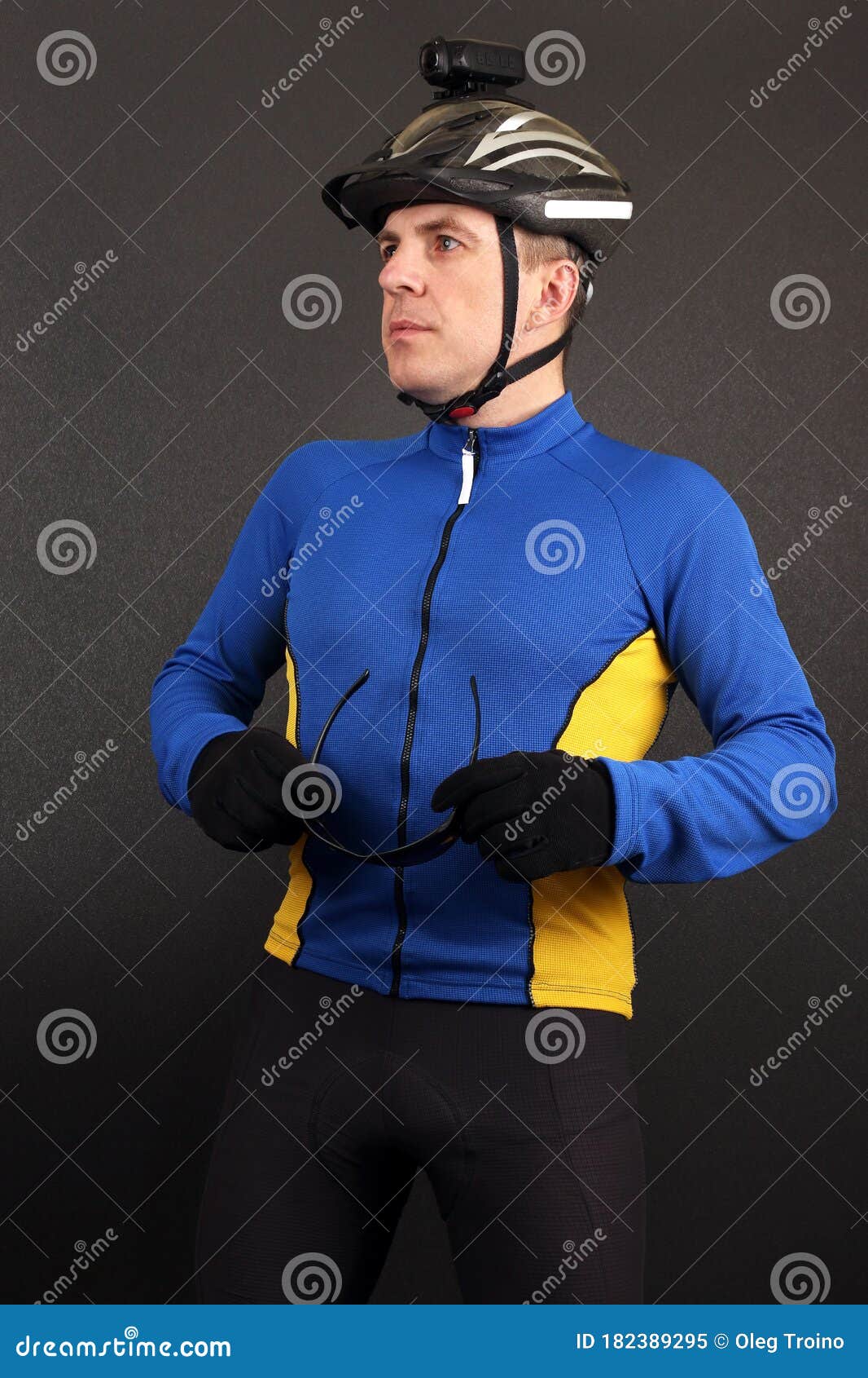 Studio Portrait of Male Cyclist in Top Form Stock Image - Image of ...