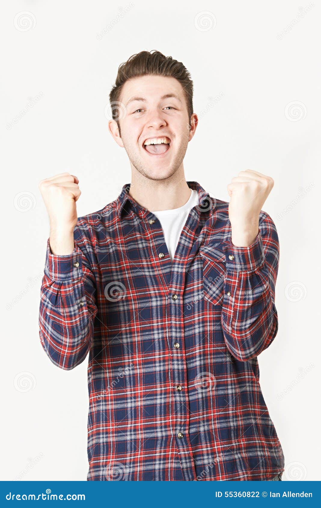 Studio Portrait of Man with Jubilant Expression Stock Photo - Image of ...