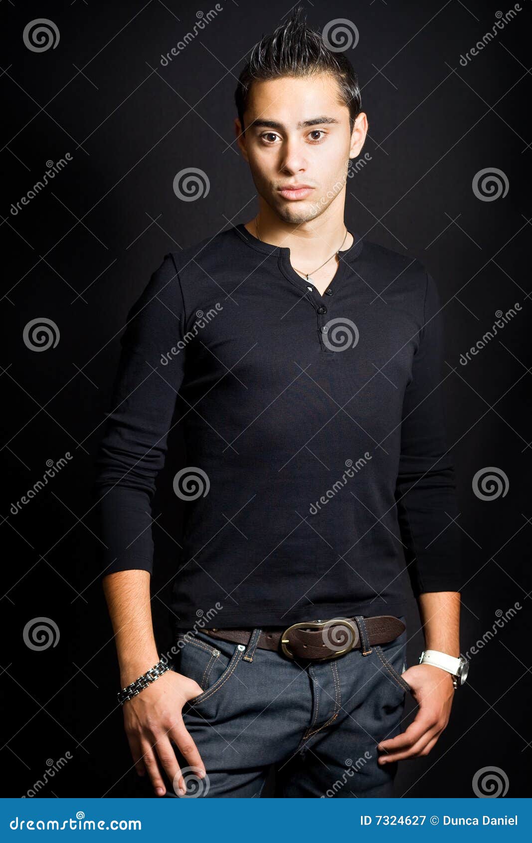 Studio Portrait of Masculine Young Man Stock Image - Image of confident ...