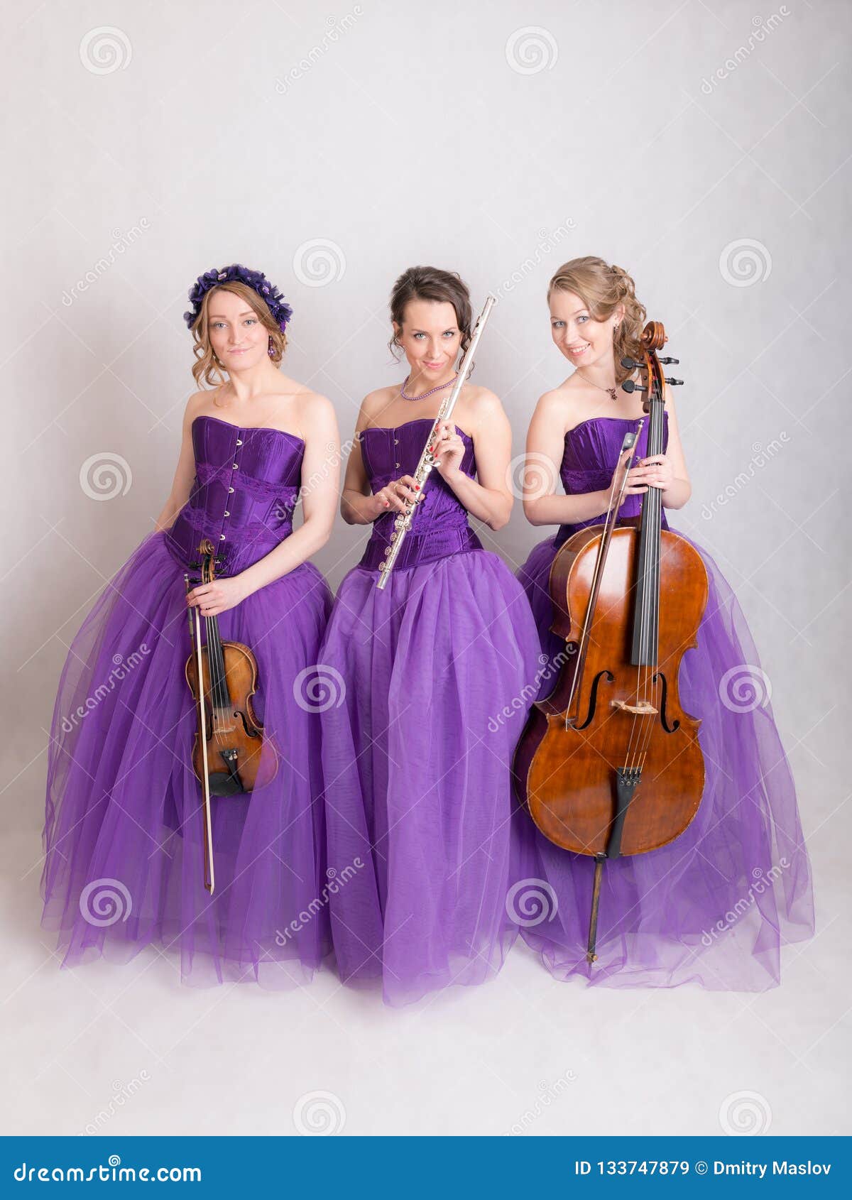 Studio Portrait of a Musical Trio Stock Image - Image of trio ...